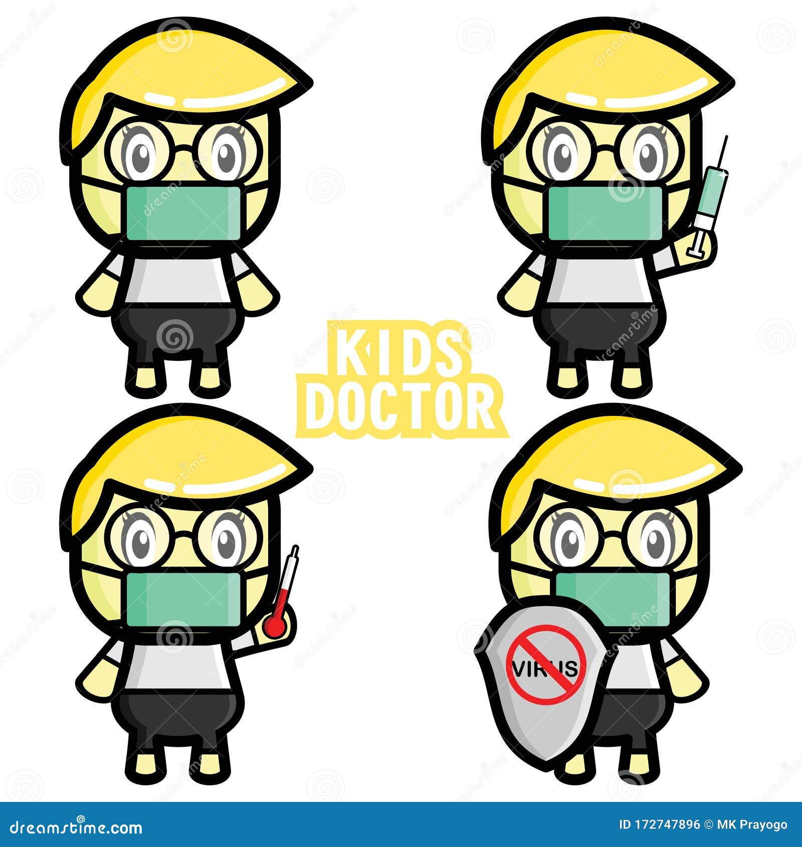 Cute Kids Doctor Vector Illustration Stock Vector - Illustration of ...