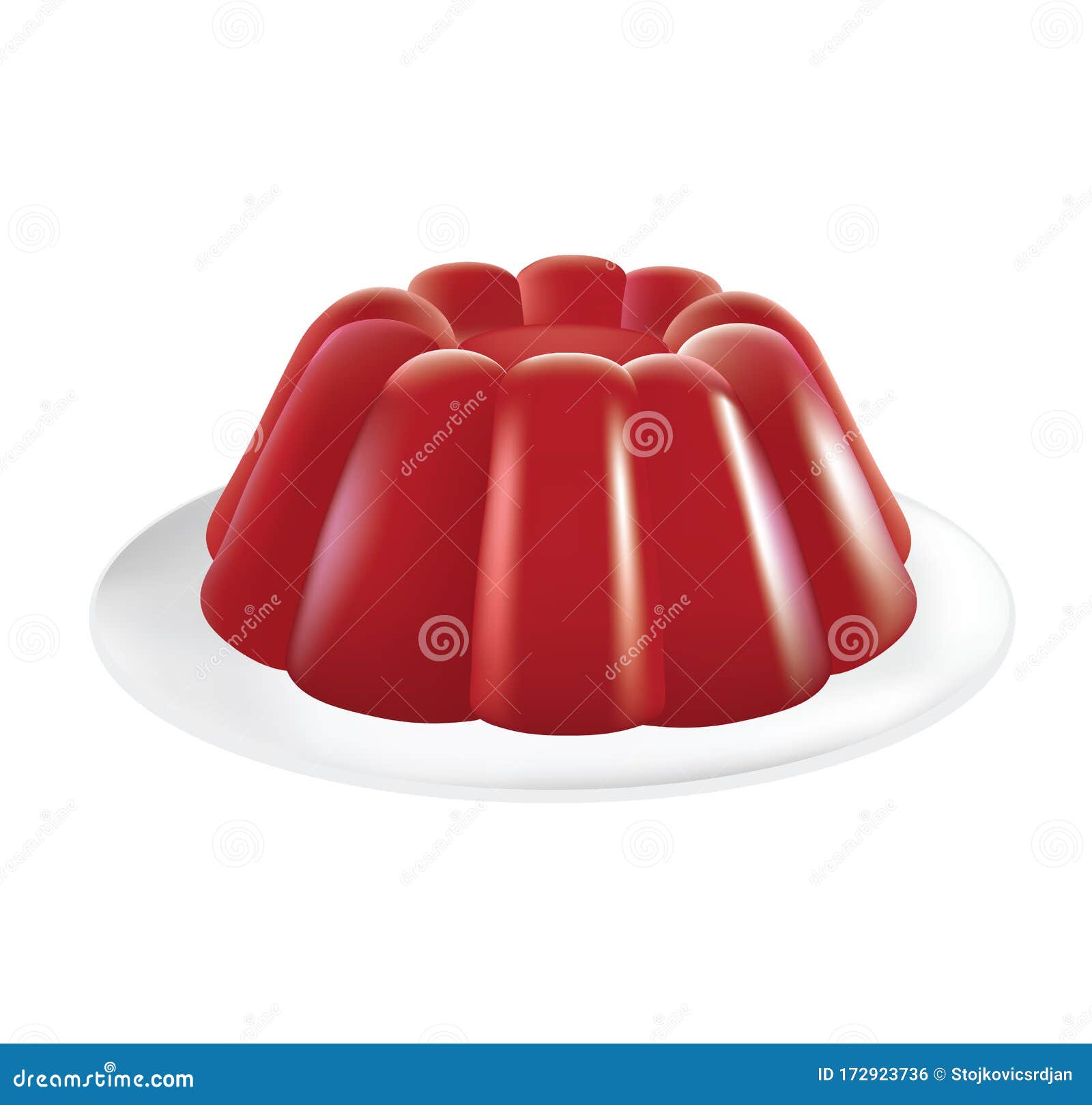 Red pudding in white plate stock vector. Illustration of shape - 172923736