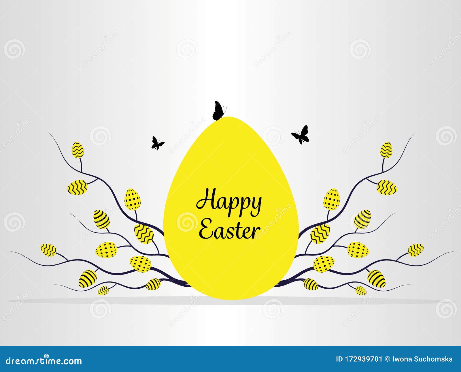 Happy Easter Yellow Eggs on Tree Stock Vector - Illustration of ...