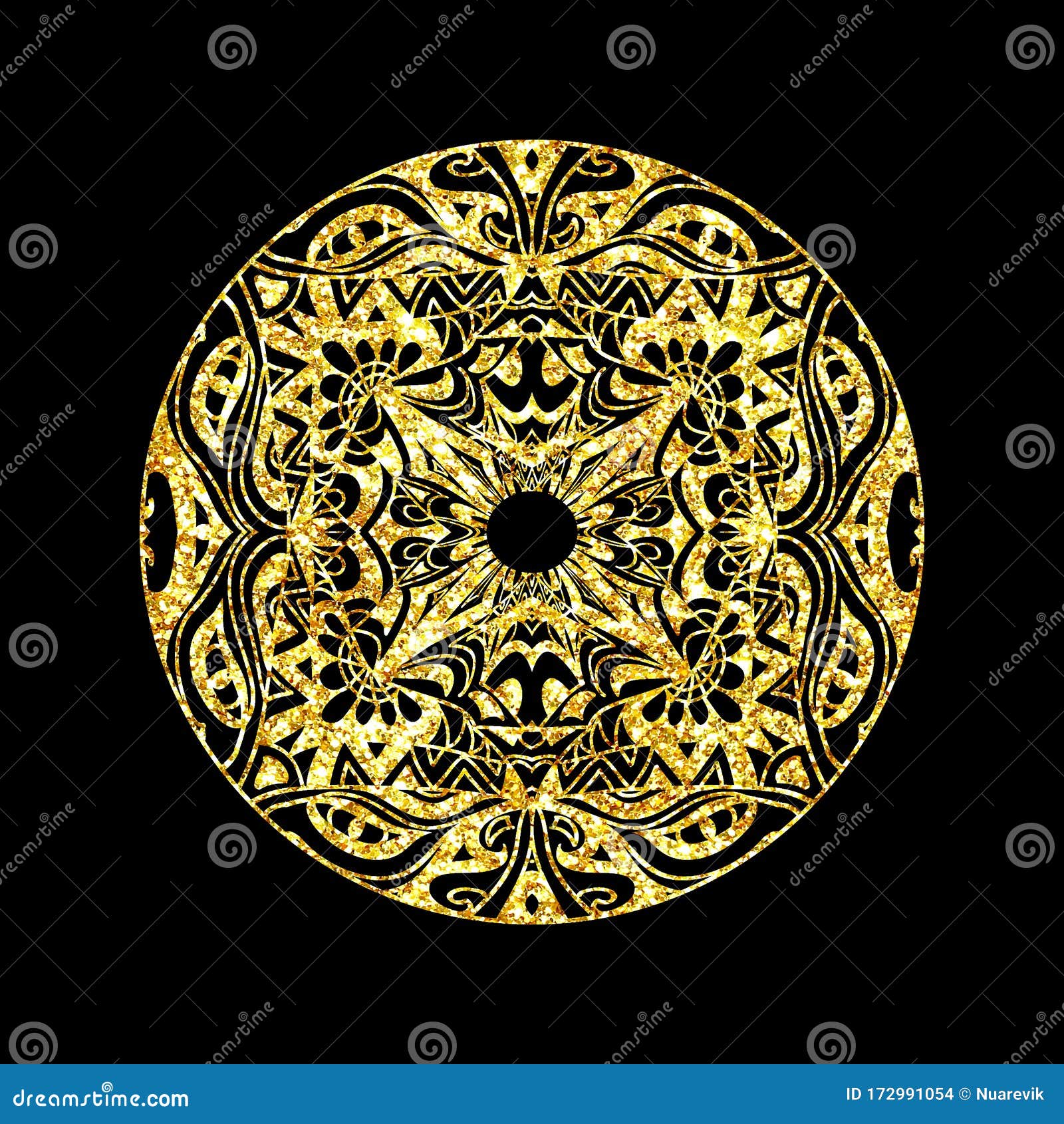 Glitter Hand Drawn Artistic Oval Shaped Mandala Sparkling Object ...