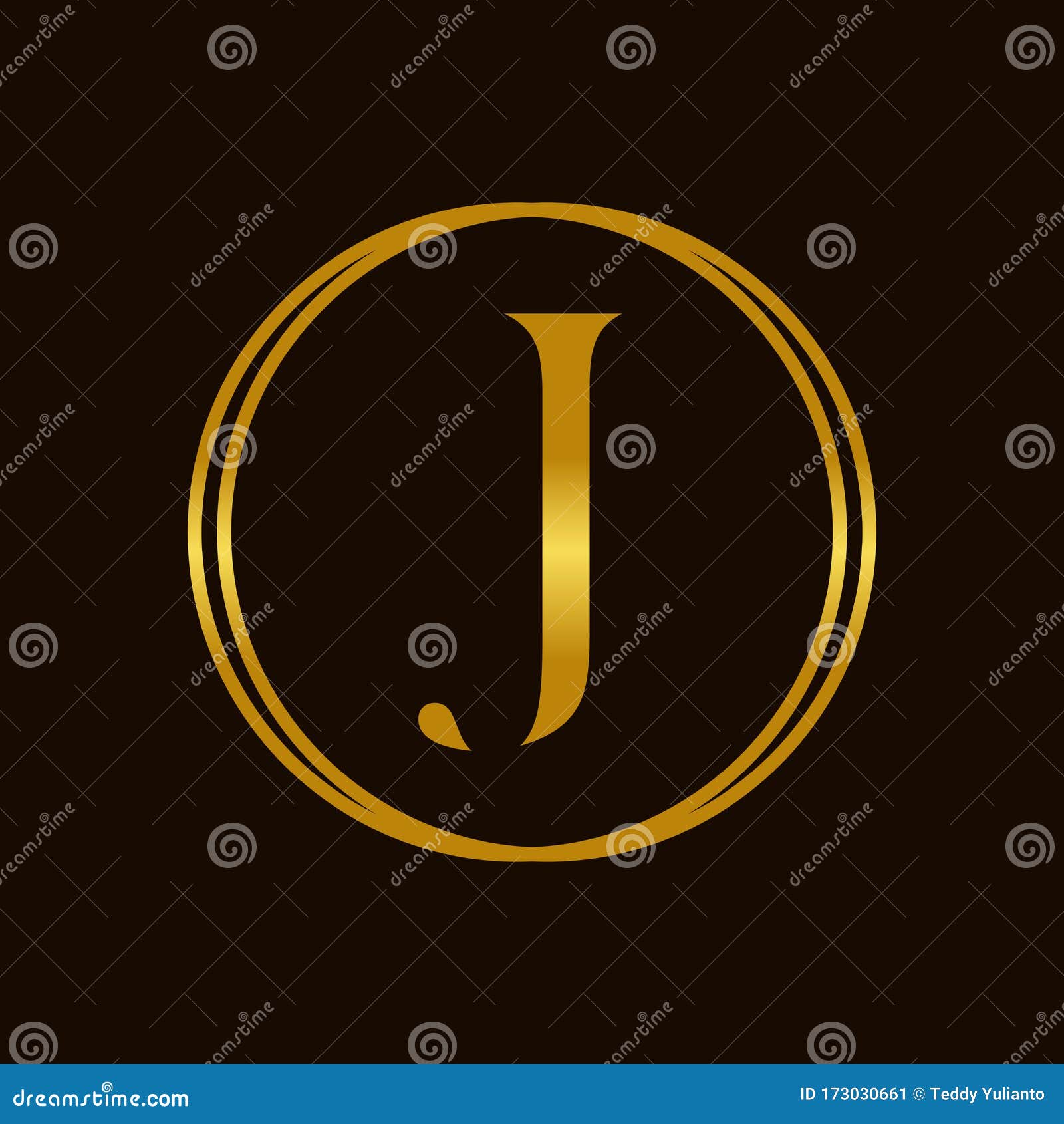 Golden Circle Initial Letter J Stock Vector - Illustration of exclusive ...