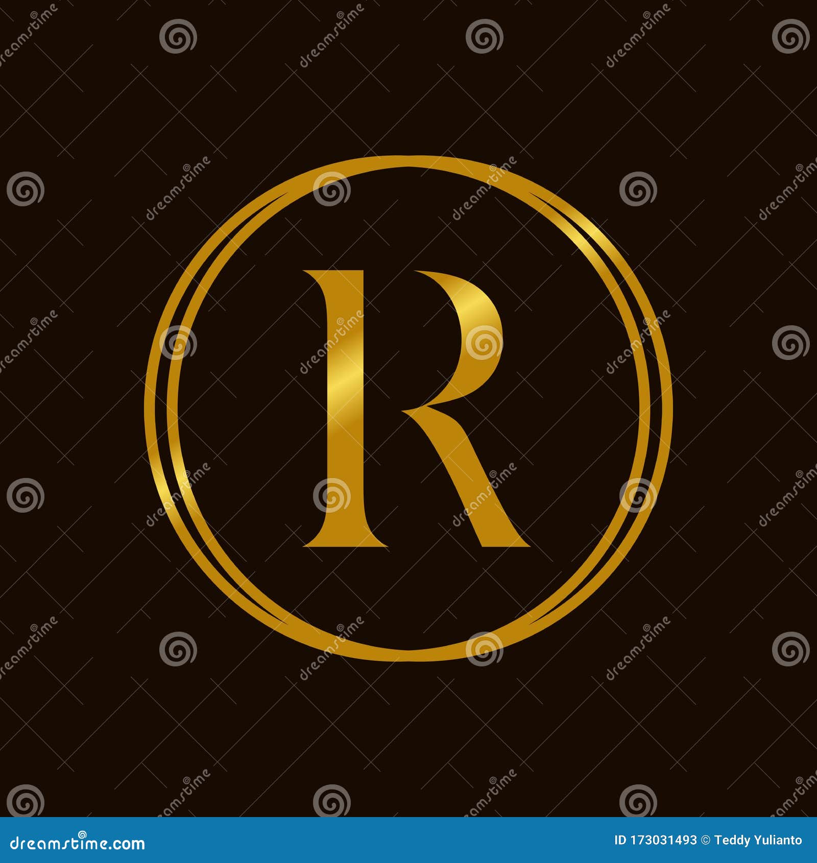 Golden Circle Initial Letter R Stock Vector - Illustration of alphabet ...