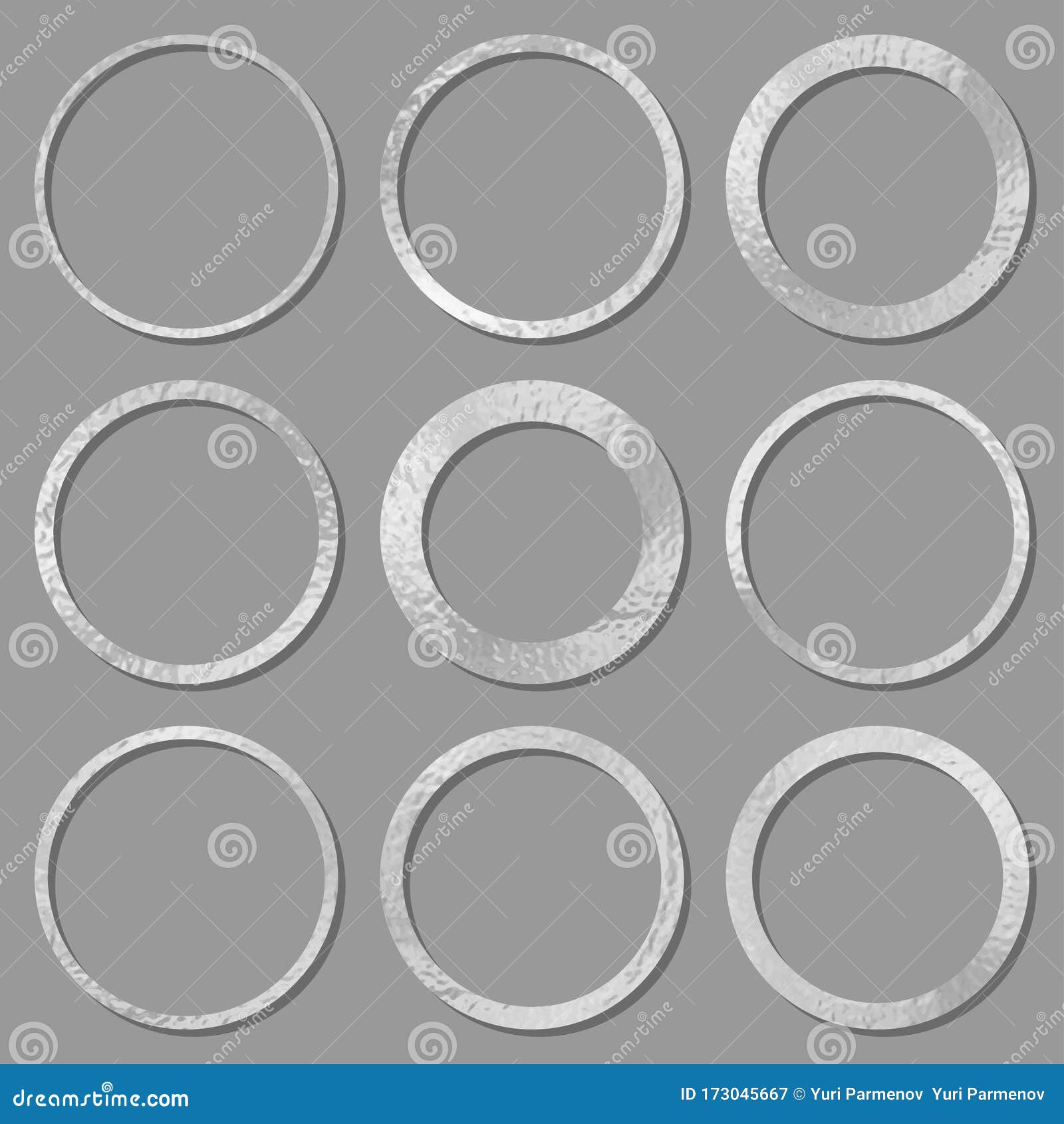 Set Of Metal Circles. Steel Buttons. Brushed Textures Of Gold, Silver ...