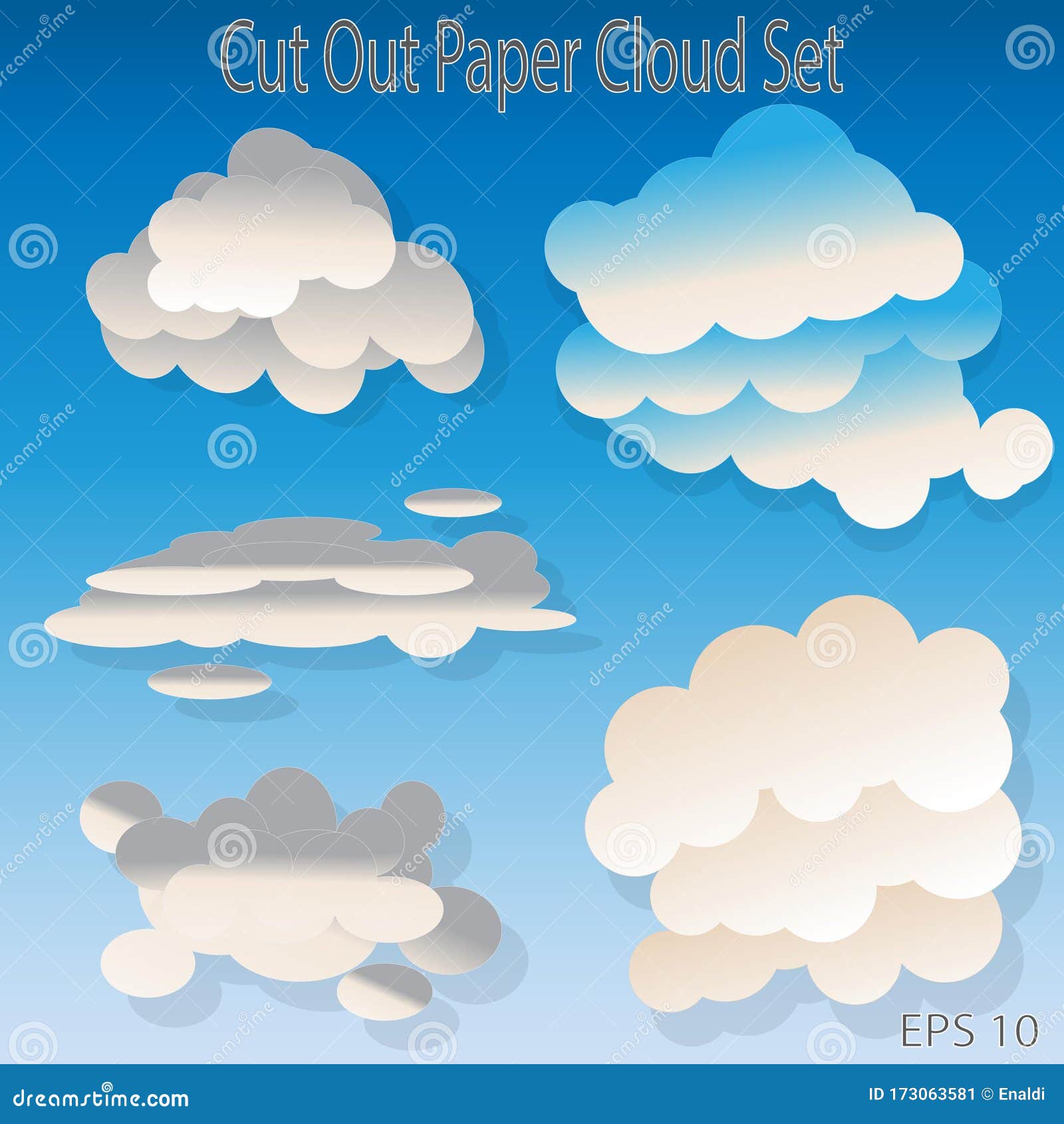 Cutout Paper Flat Cloud Set Design Elements Stock Vector - Illustration ...