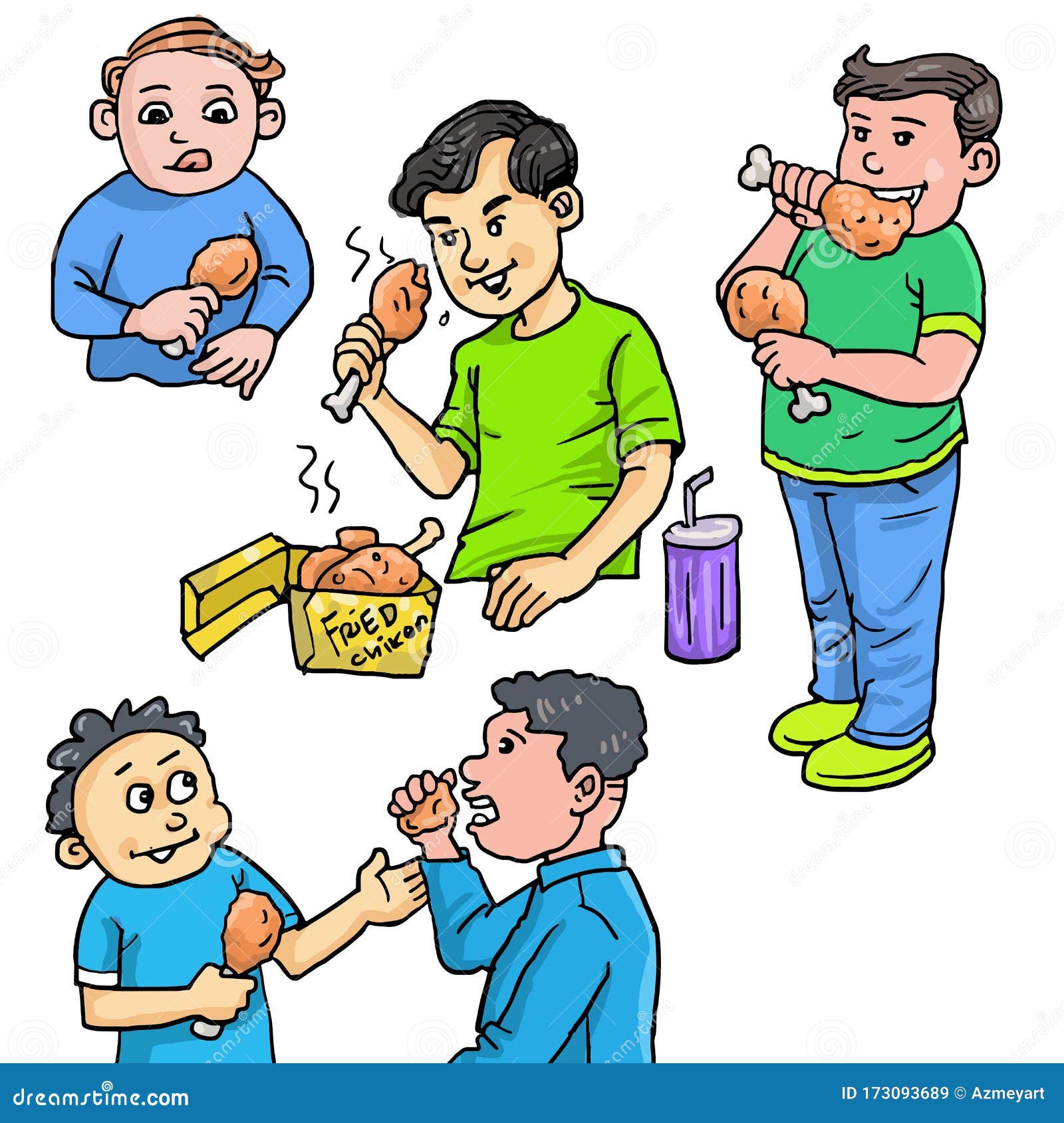 Cartoon Kid Boys Like Chicken Set Stock Vector - Illustration of ...