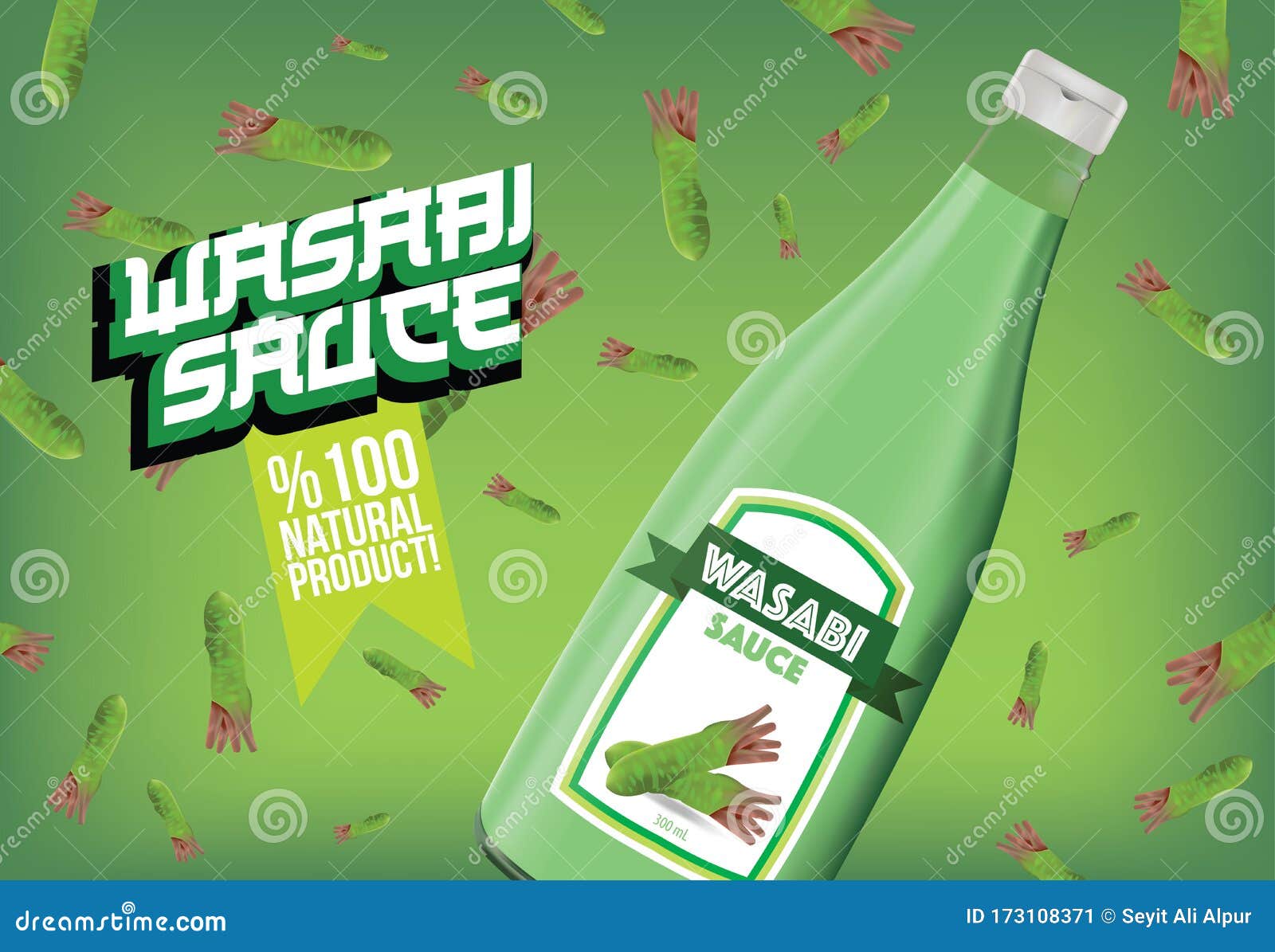 Wasabi sauce bottle stock illustration. Illustration of food - 173108371