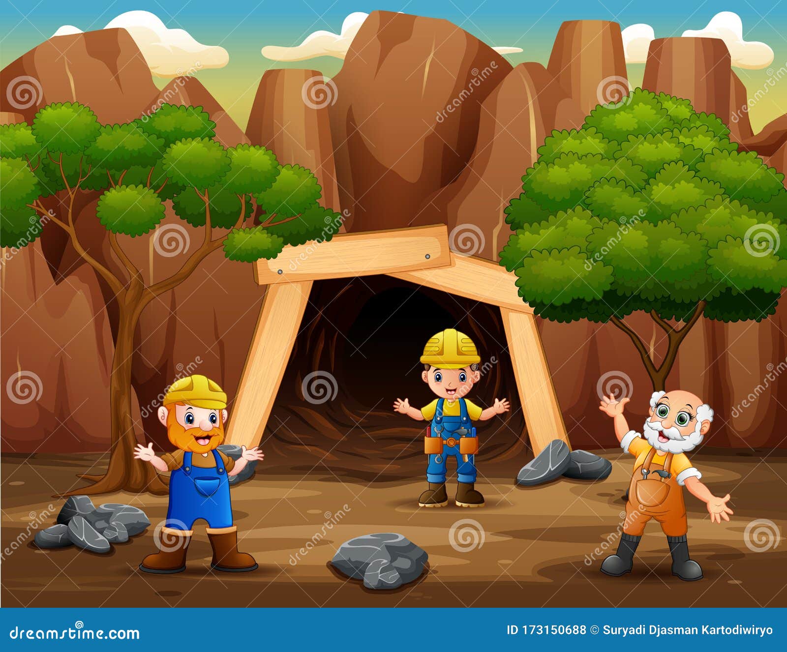 Miners At Work. Extraction Industry Working Occupation Landing Page ...