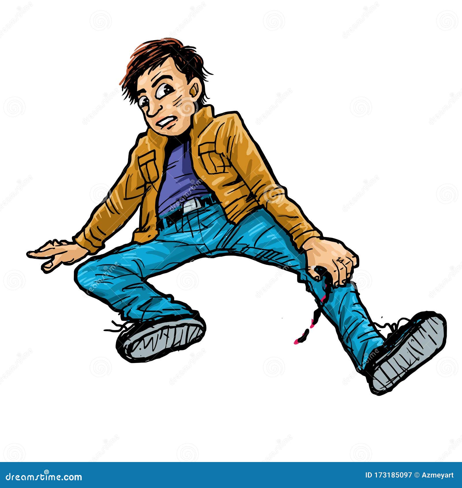 Young Boy Collapse on the Wet Floor Stock Vector - Illustration of ...