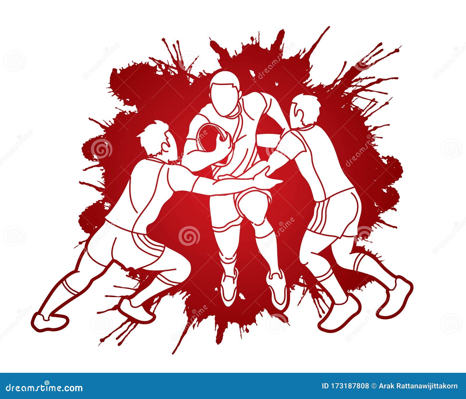 Group of Rugby Players Action Cartoon Sport Graphic Stock Vector ...