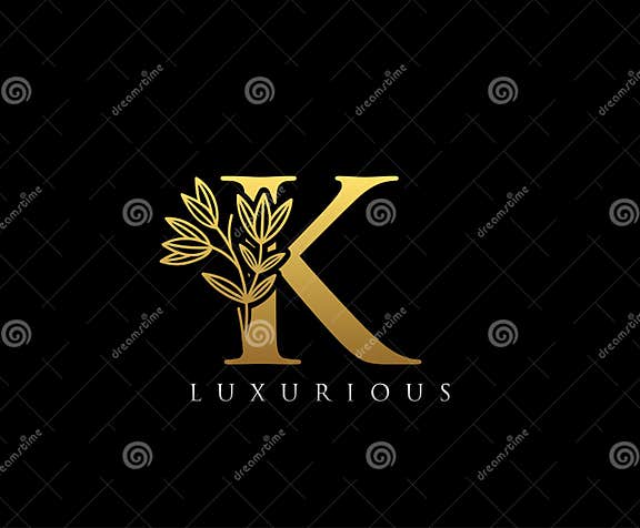 Gold K Letter Luxury Beauty Flourishes Ornament Monogram LogoT Stock ...