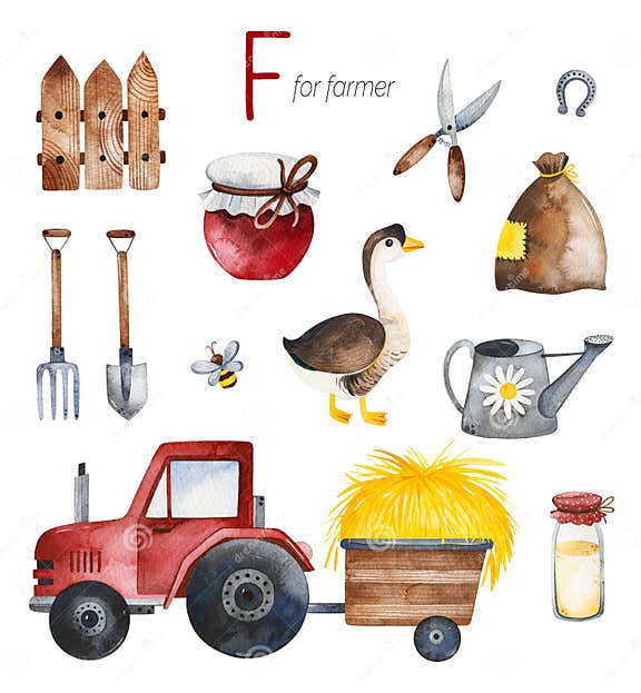 Farmer for F letter. stock illustration. Illustration of alphabet ...