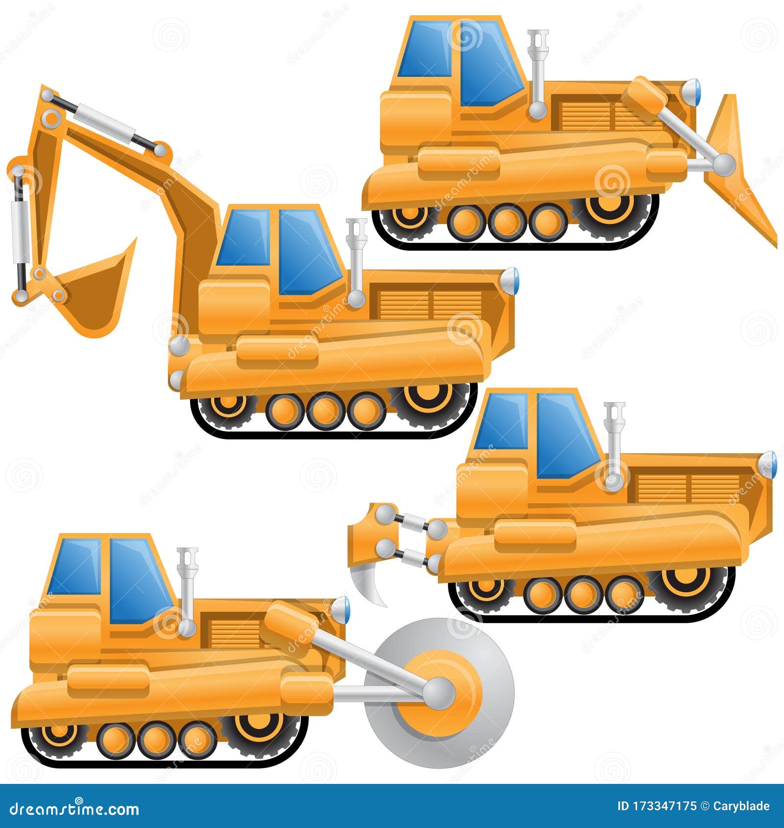 Construction machinery. stock vector. Illustration of flat - 173347175
