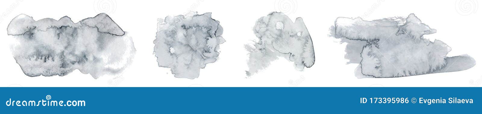 Abstract Watercolor Pale Grey Shapes on White Background. Color ...