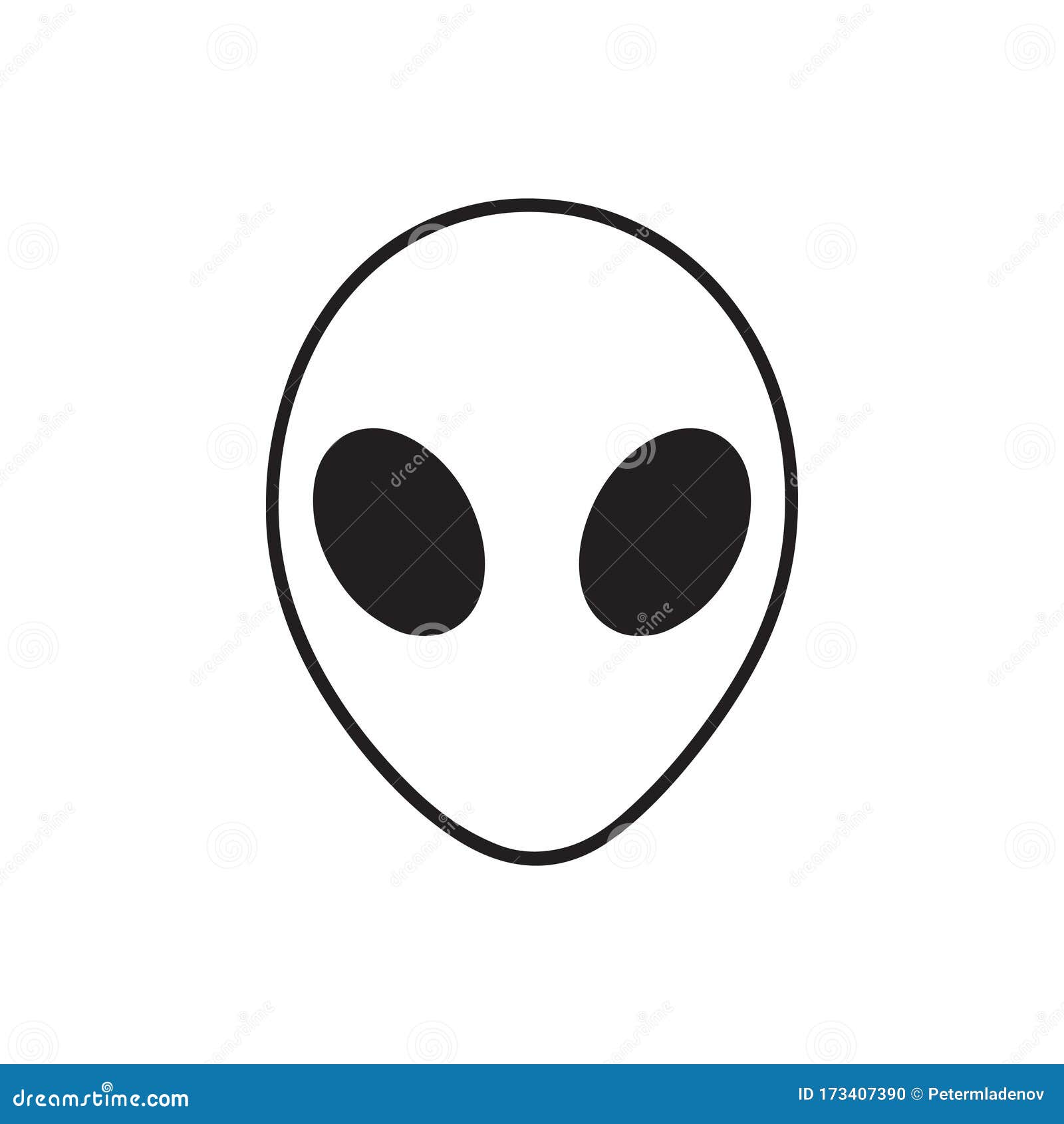 Alien Face Head Simple Icon Isolated on White. Stock Vector ...