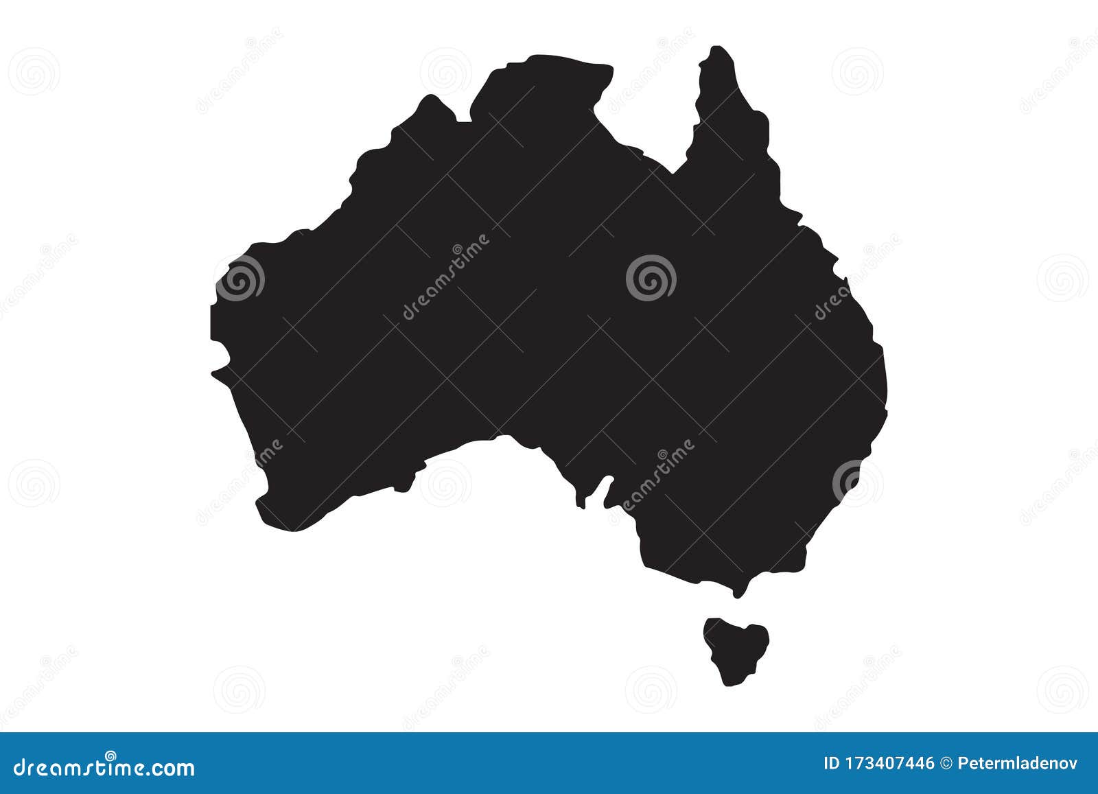 Australia Map Vector, Isolated on White Background. Black Map Template ...