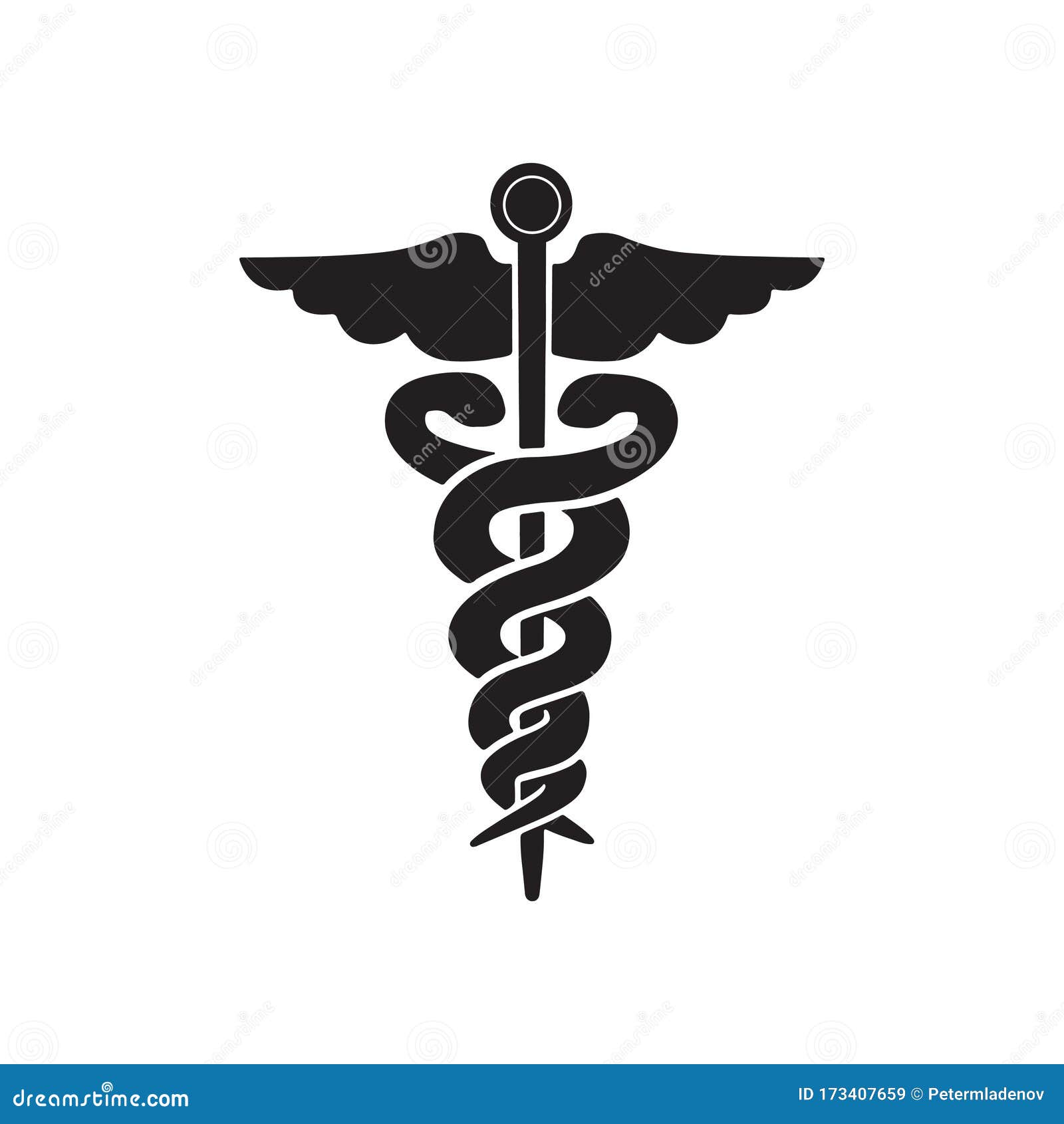 Caduceus Medical Health Icon Symbol in Black Color Stock Vector ...