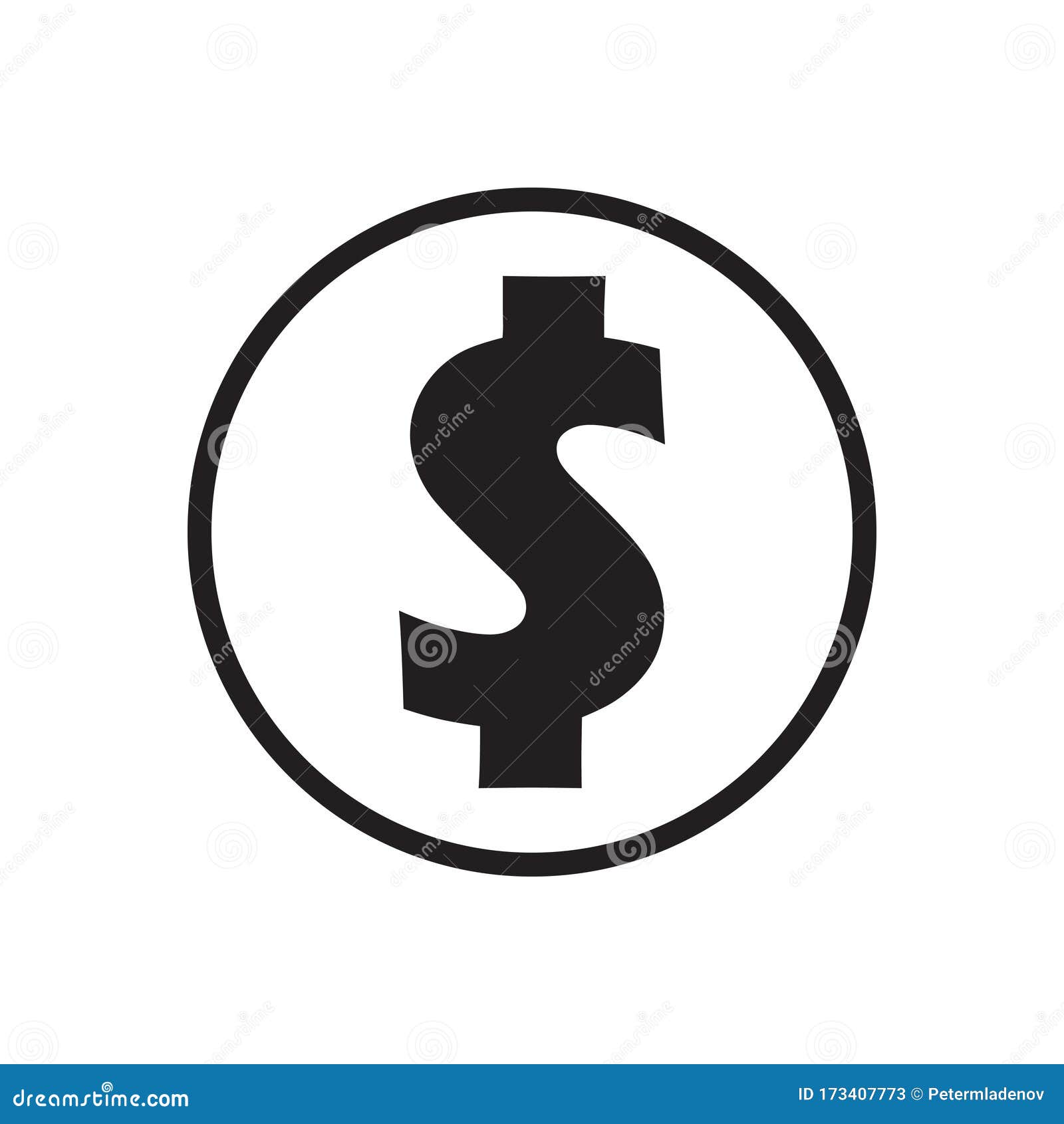 Black Dollar Sign Icon on White Background. Stock Vector - Illustration ...
