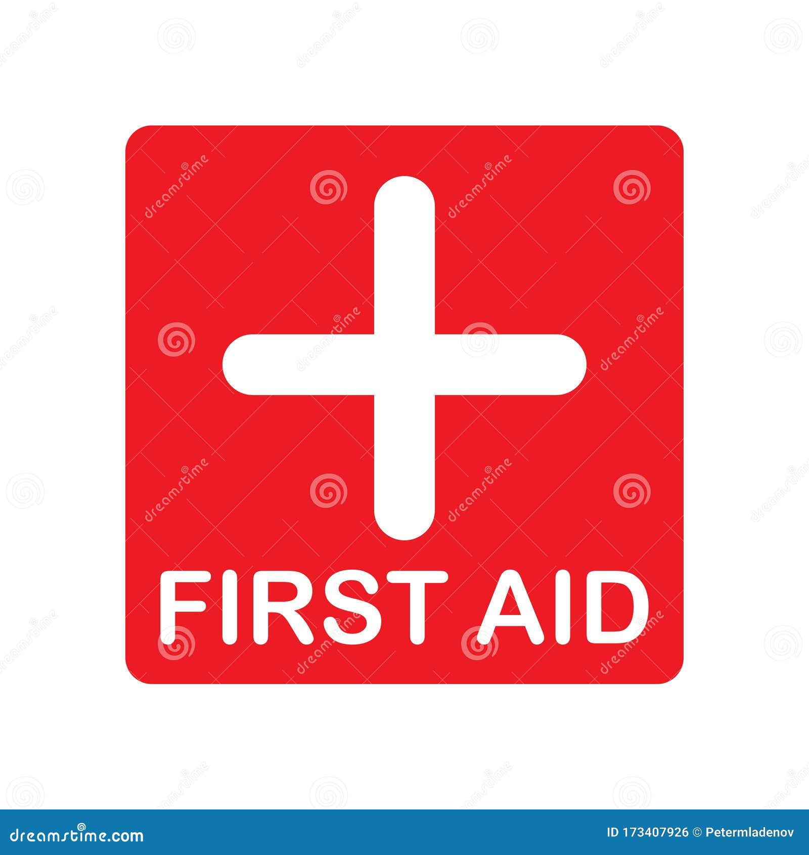 First Aid Symbol, White Cross Inside Red Square Stock Vector ...