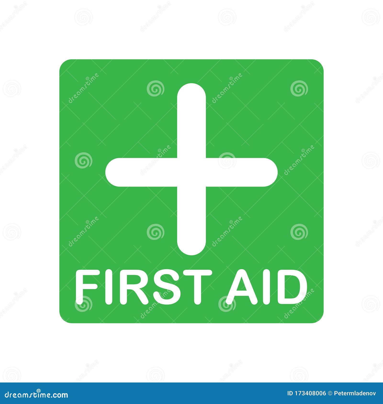 First Aid Symbol, White Cross Inside Green Square. Stock Vector ...