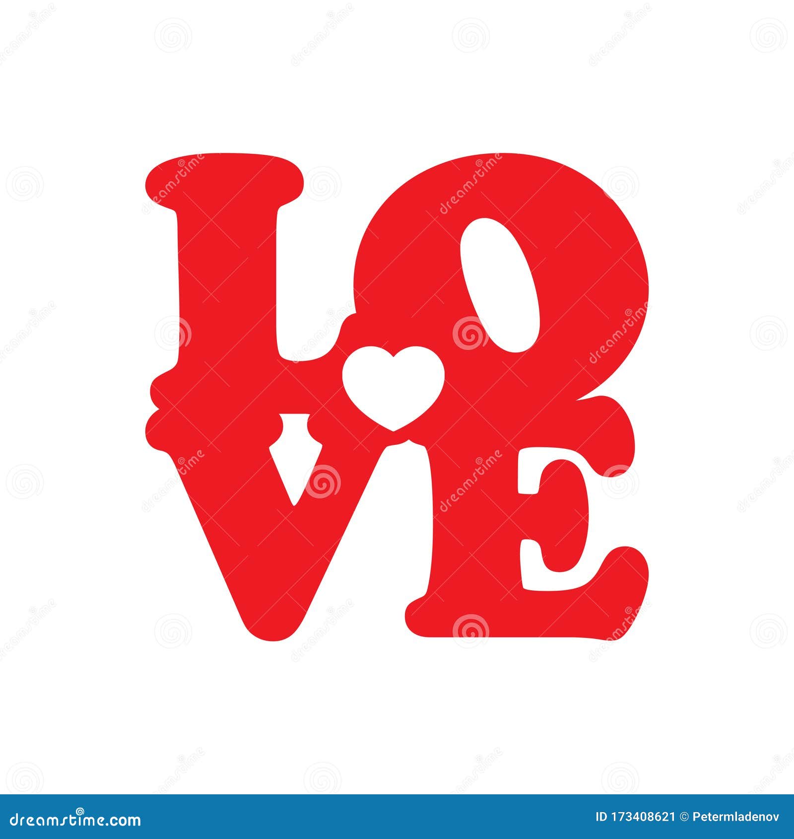 Red Love Sign with White Valentine Heart Inside. Stock Vector ...