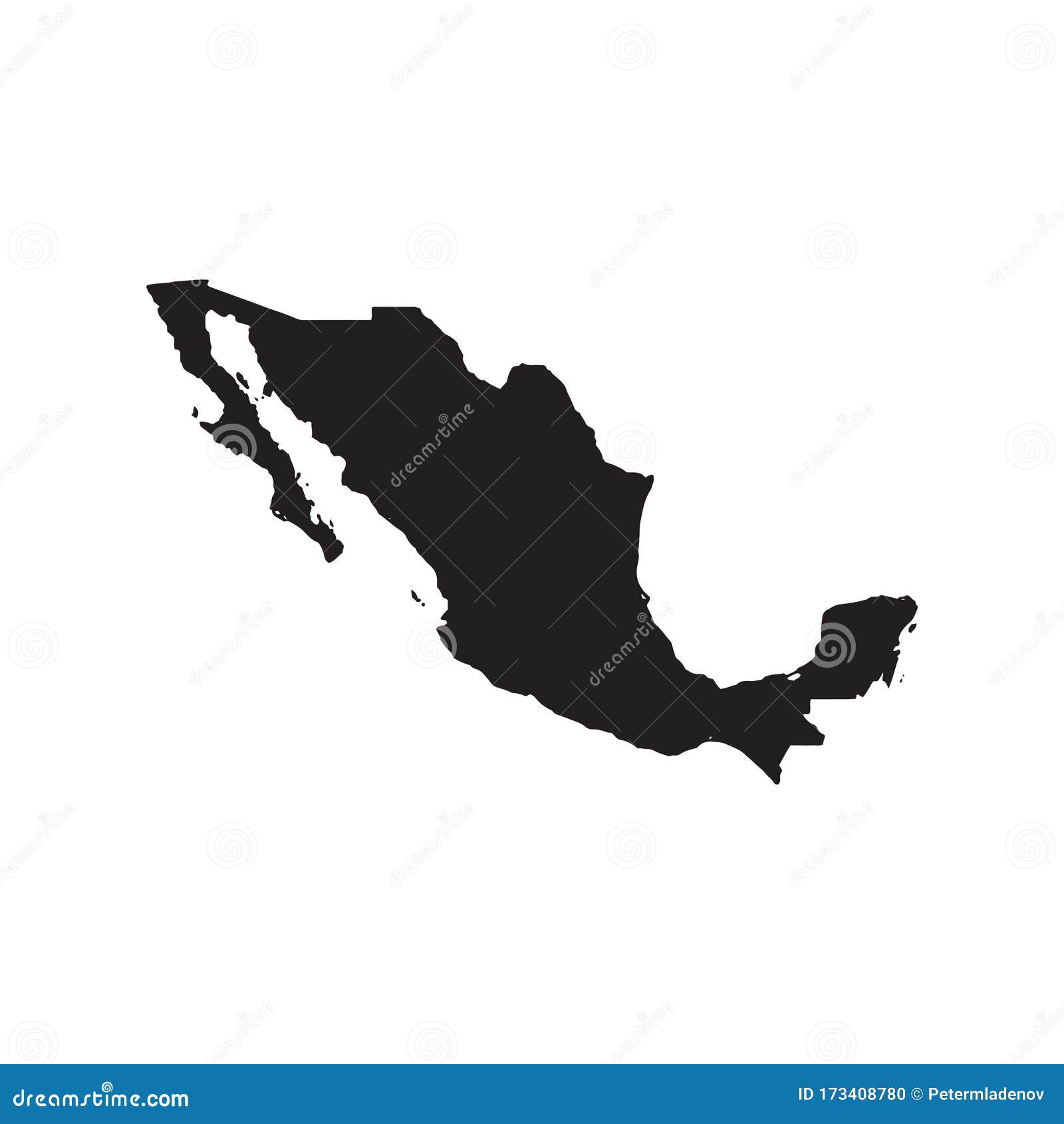 Mexico Map Vector, Isolated On White Background. Black Map Template ...