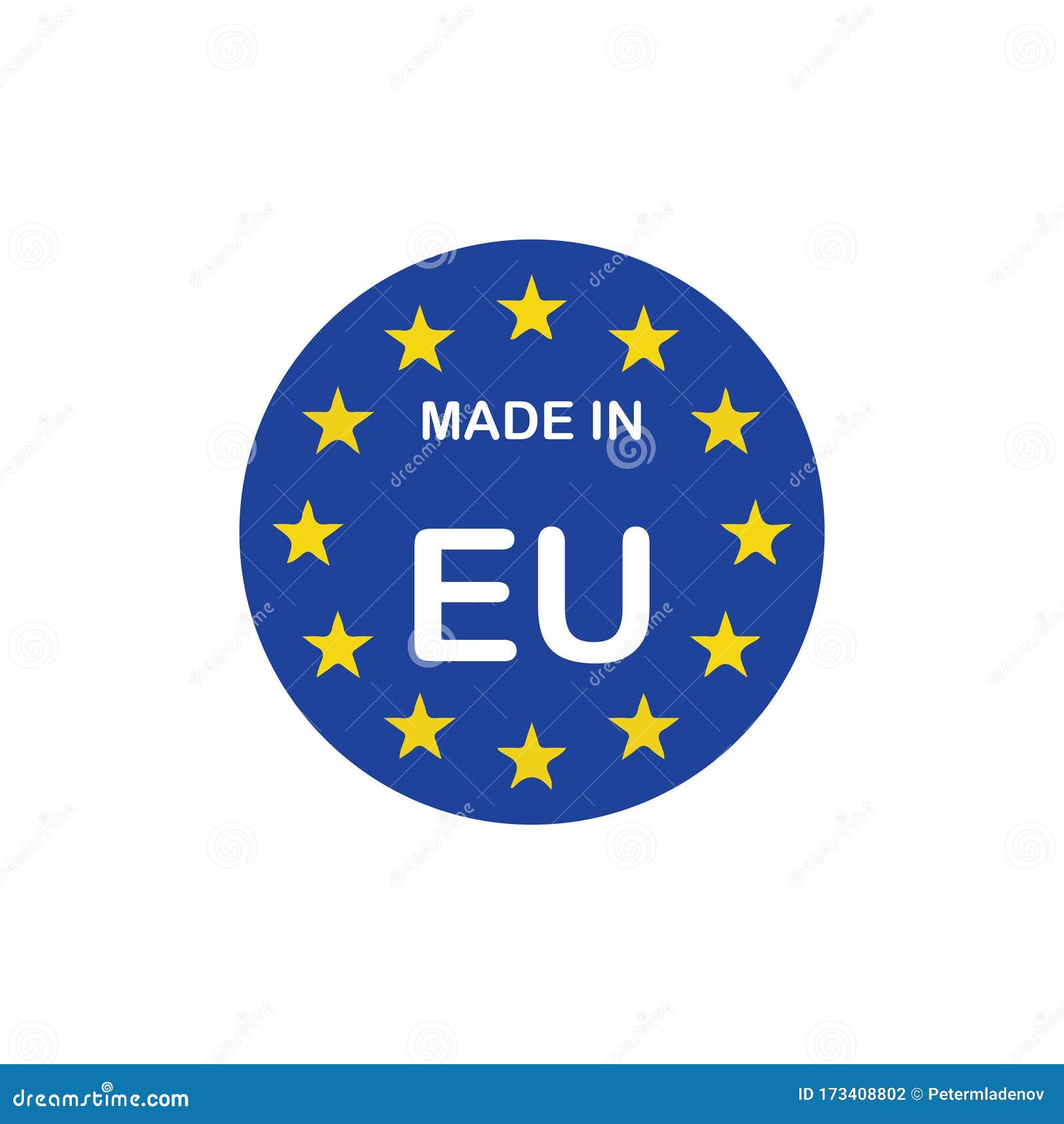 Made in EU European Union Label with Europe Flag Stars Stock Vector ...