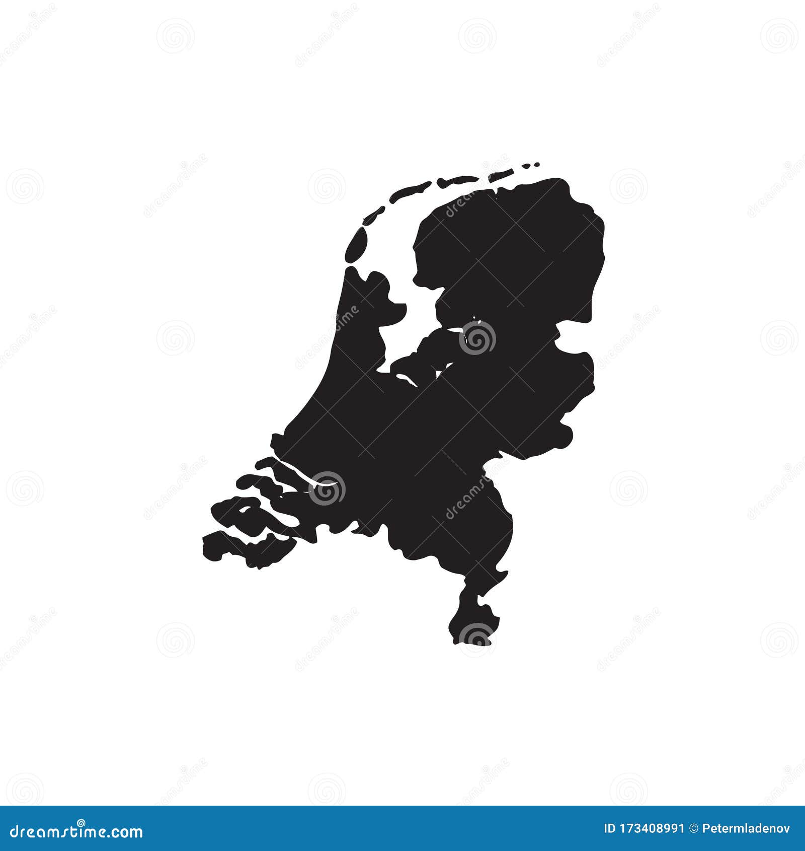 Netherlands Map Vector, Isolated On White Background. Black Map ...