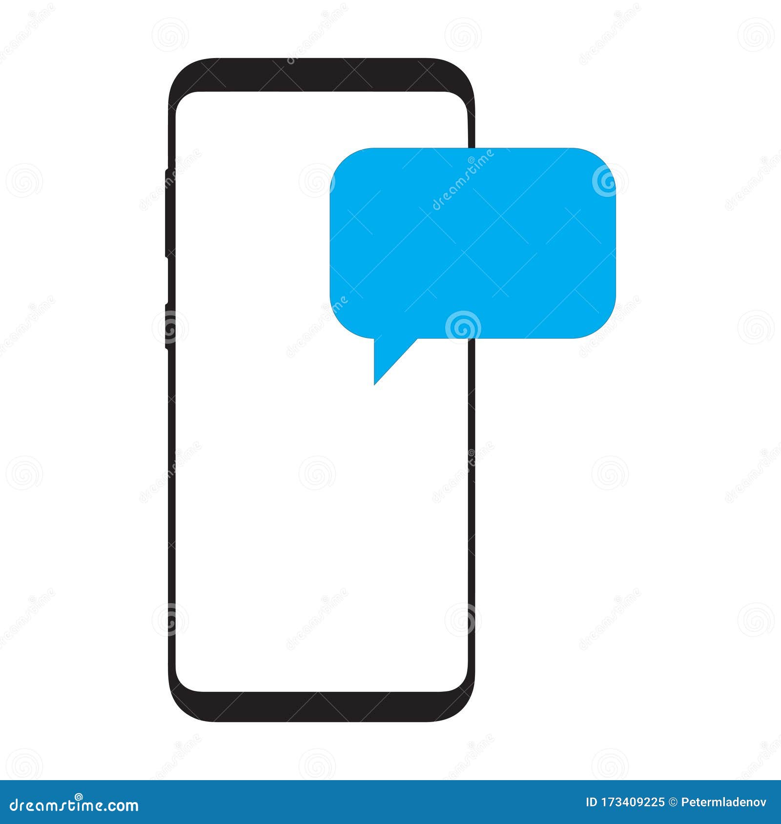 Mobile Phone Chat Sign Icon in Simple Flat Style. Message Notifications ...
