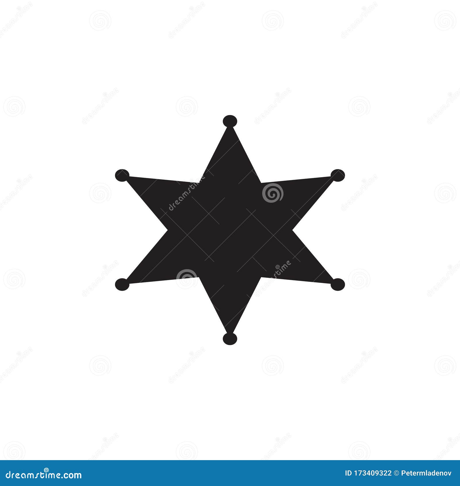 Black Hexagram Sheriff Star Badge Sign. Stock Vector - Illustration of ...