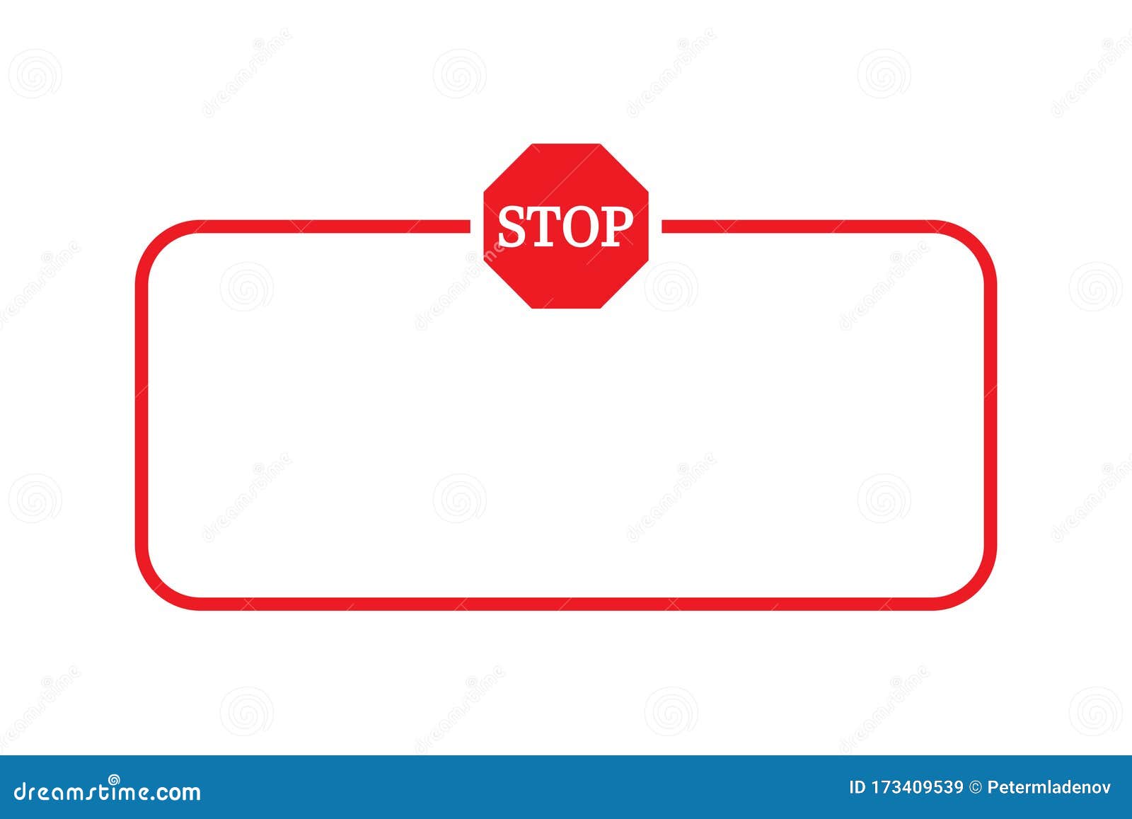 Stop Sign with Empty Space in Red Line Frame and Circle Sign with ...