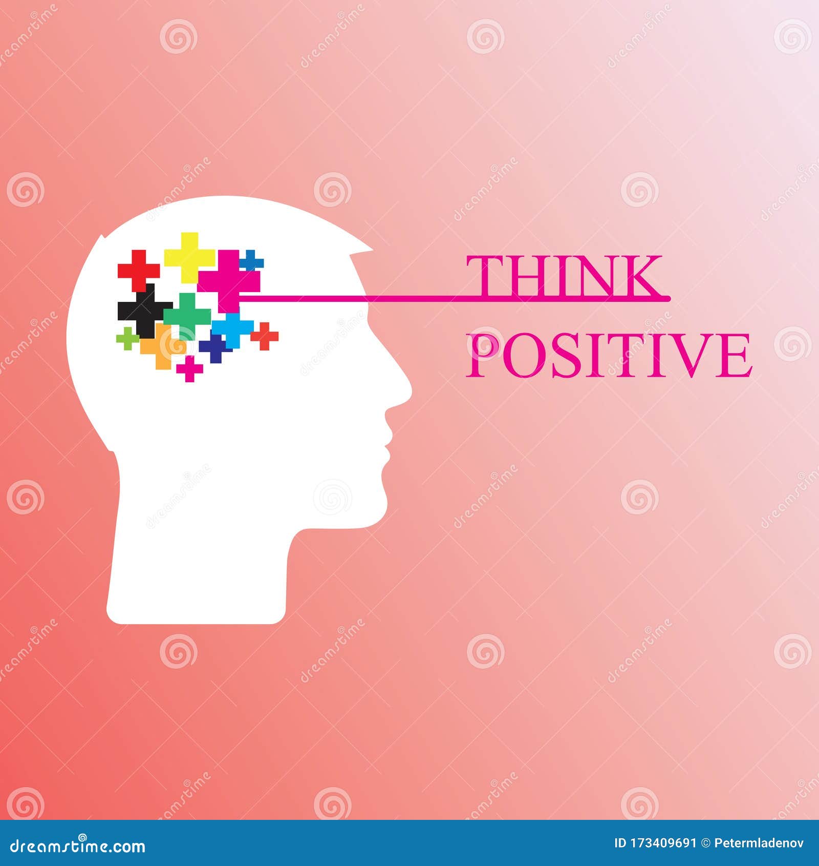 Think Positive Brain Design, Creative and Idea Concept Background ...