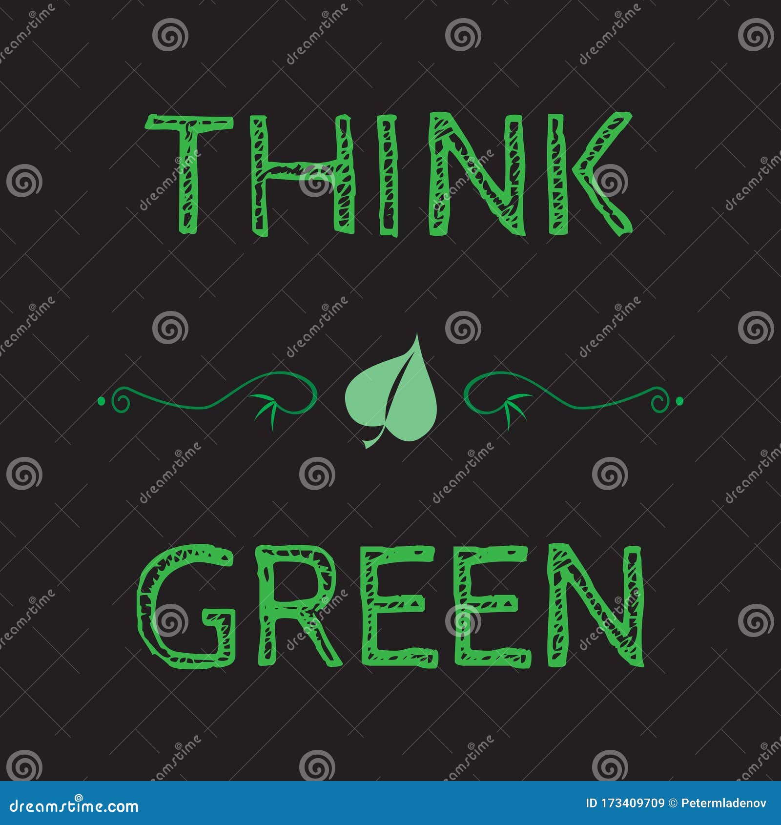 Think Green - Vector Illustration Design for Banner, T Shirt Graphics ...