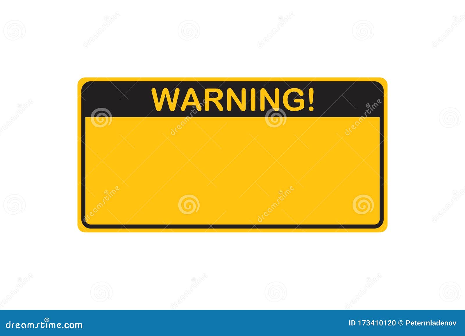 Warning Sign With Empty Space In Yellow Rounded Line Frame Isolated On ...