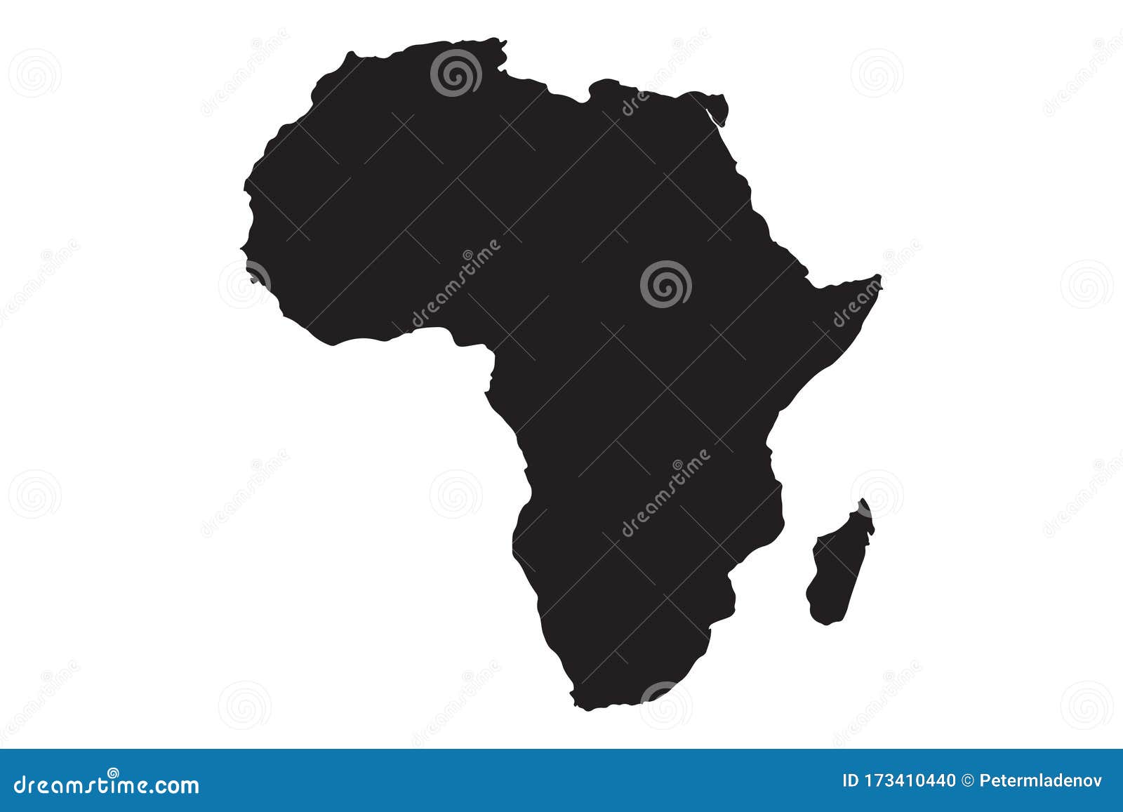 Africa Map Vector, Isolated On White Background. Black Map Template ...