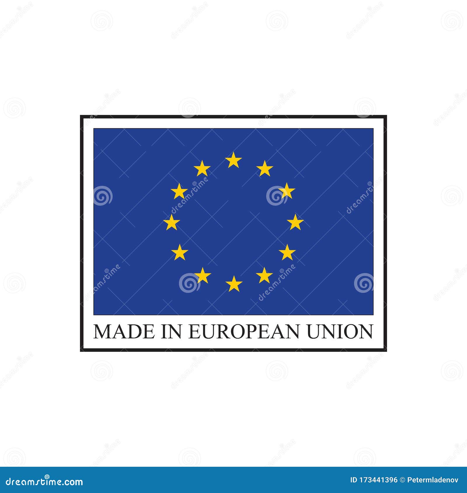 Made in European Union EU Badge, Label or Logo with Flag. Vector ...