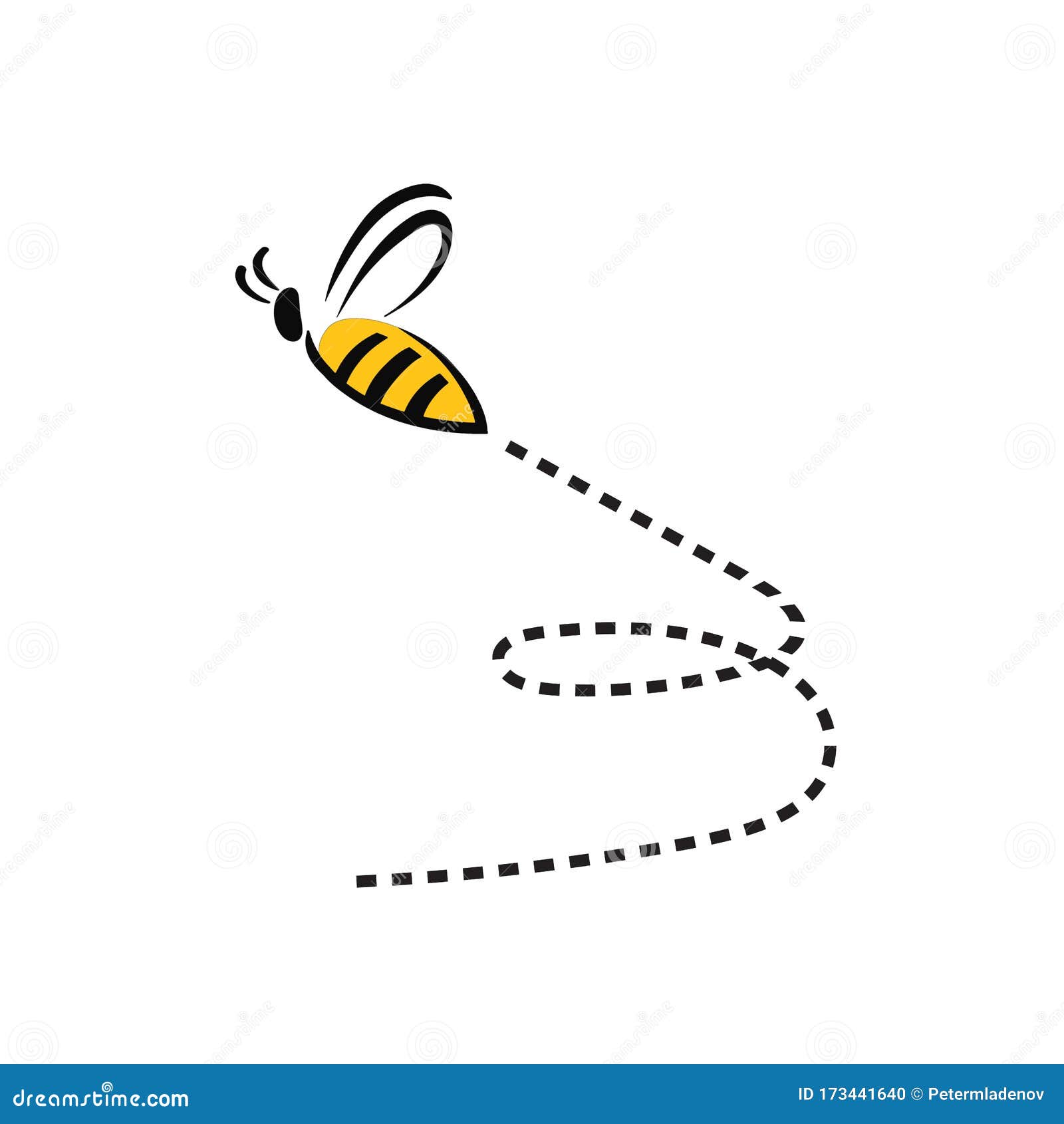 Bee Flying on a Dotted Line Path Stock Vector - Illustration of icon ...