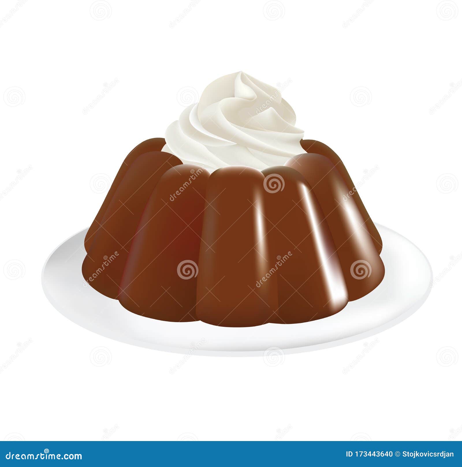 Chocolate Pudding with Cream Stock Vector - Illustration of icon, plate ...