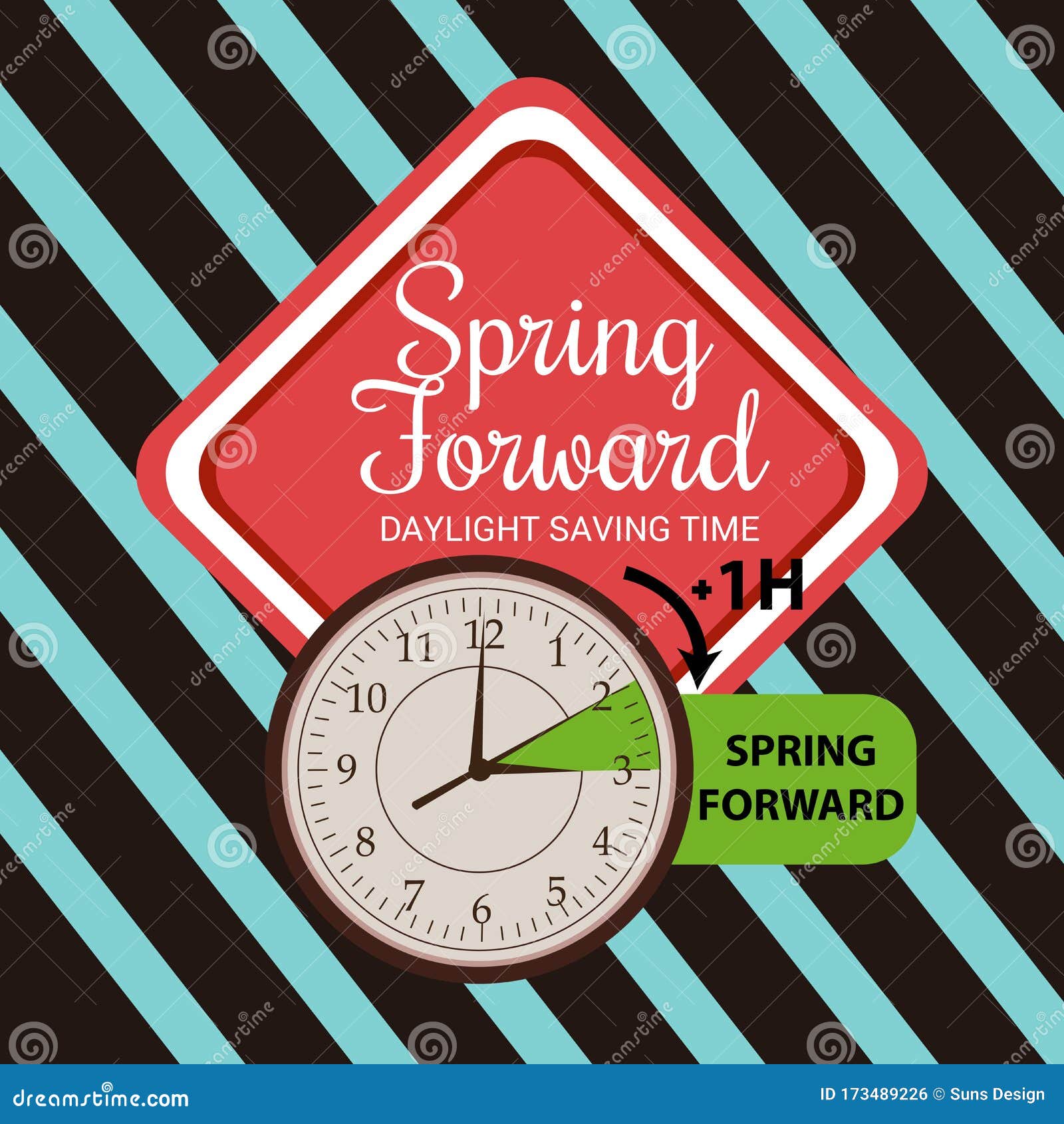 Daylight Saving Time. stock illustration. Illustration of flat - 173489226