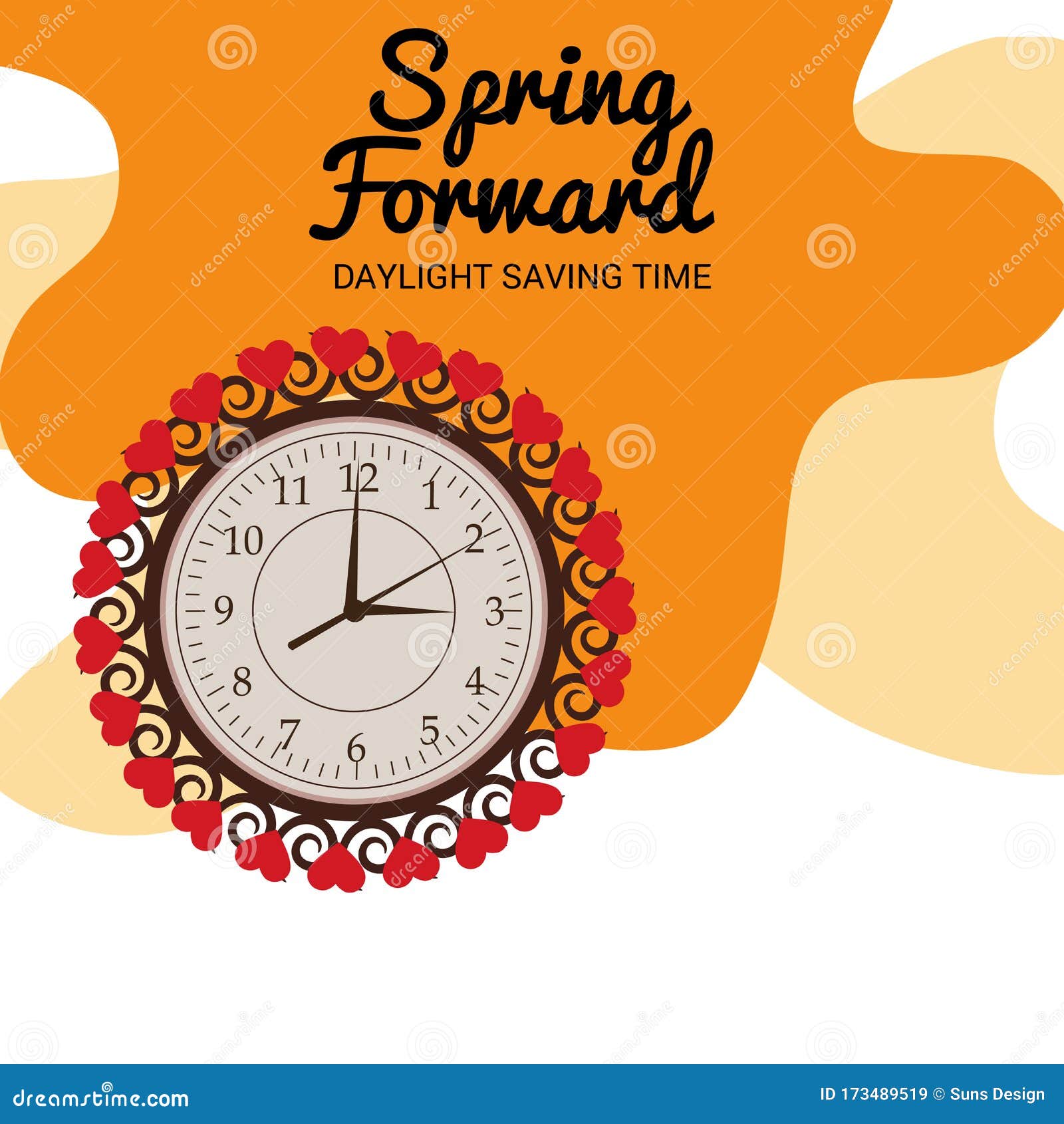 Daylight Saving Time. stock illustration. Illustration of flat - 173489519