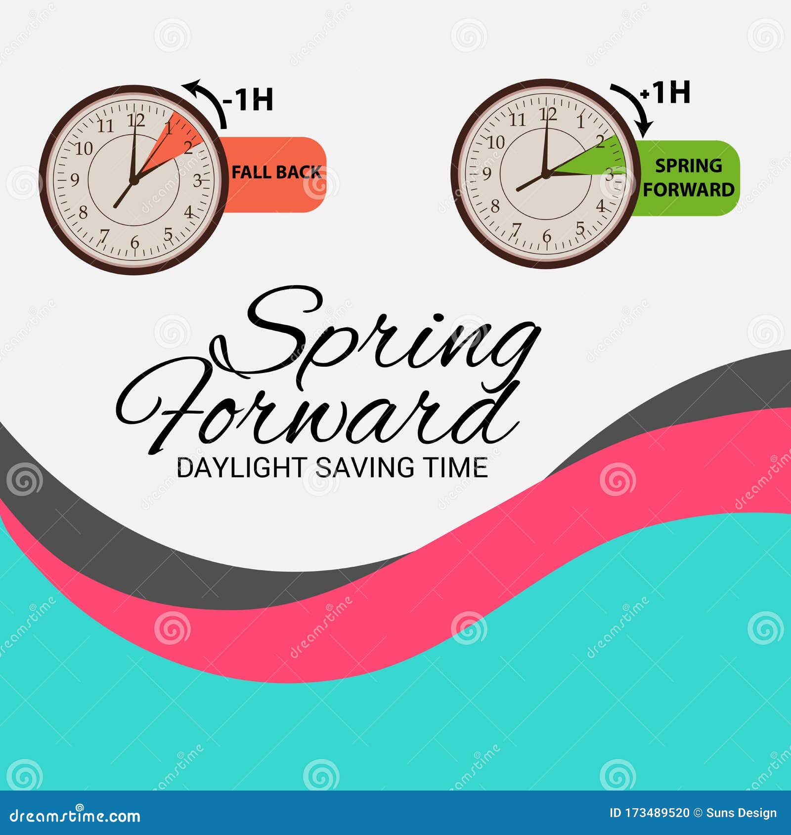 Daylight Saving Time. stock illustration. Illustration of print - 173489520