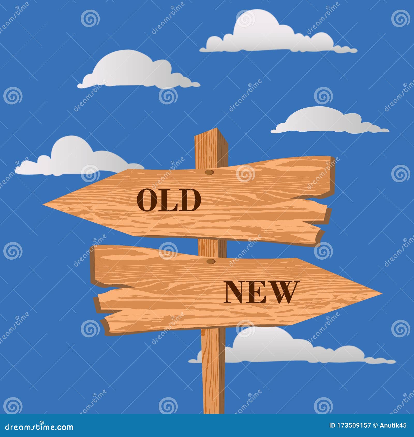 Old or New Street Sign, Choice Concept, Vector Illustration Stock ...