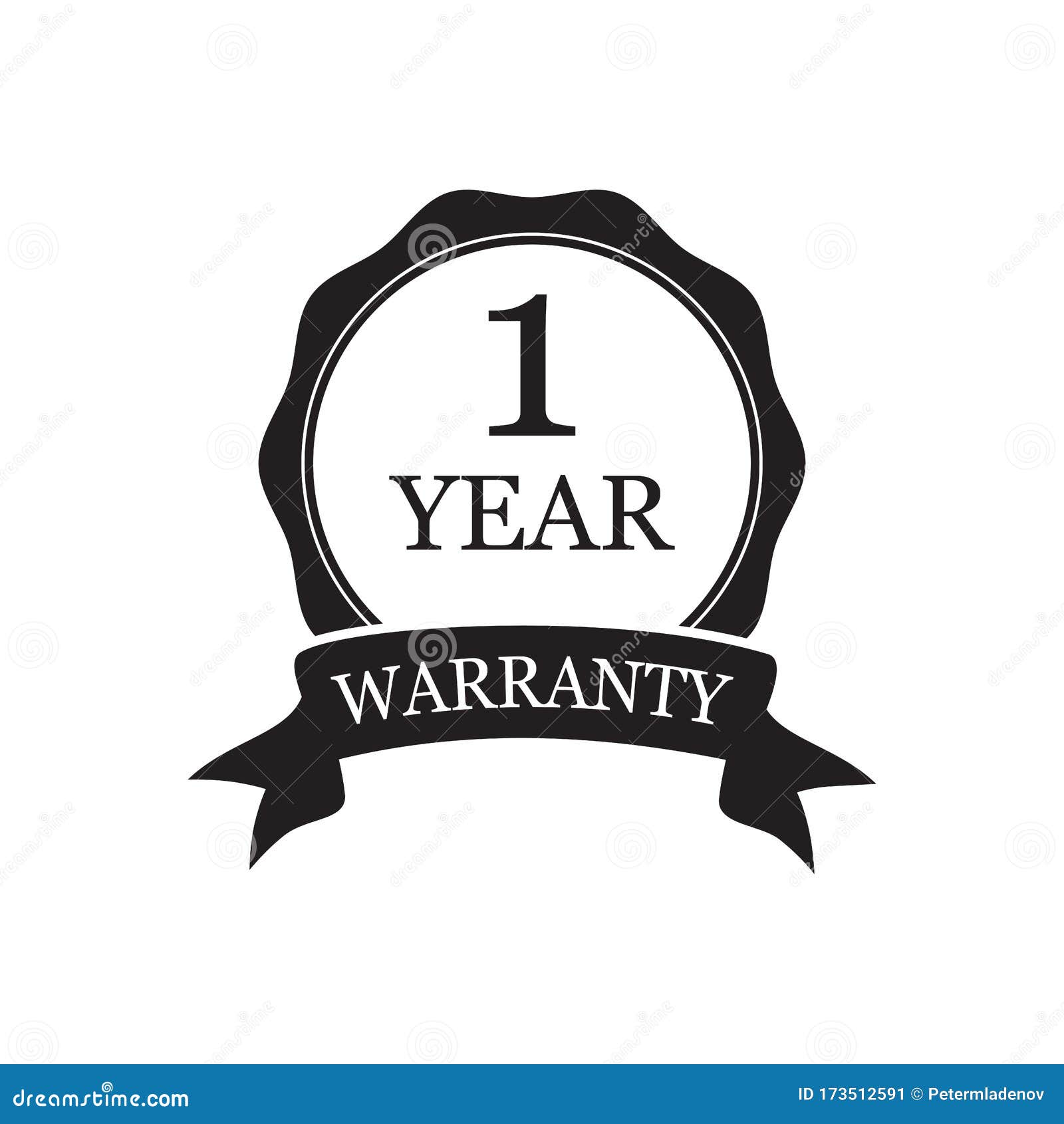 1 Year Warranty Sign on White Background for Banner, Label, Sticker ...