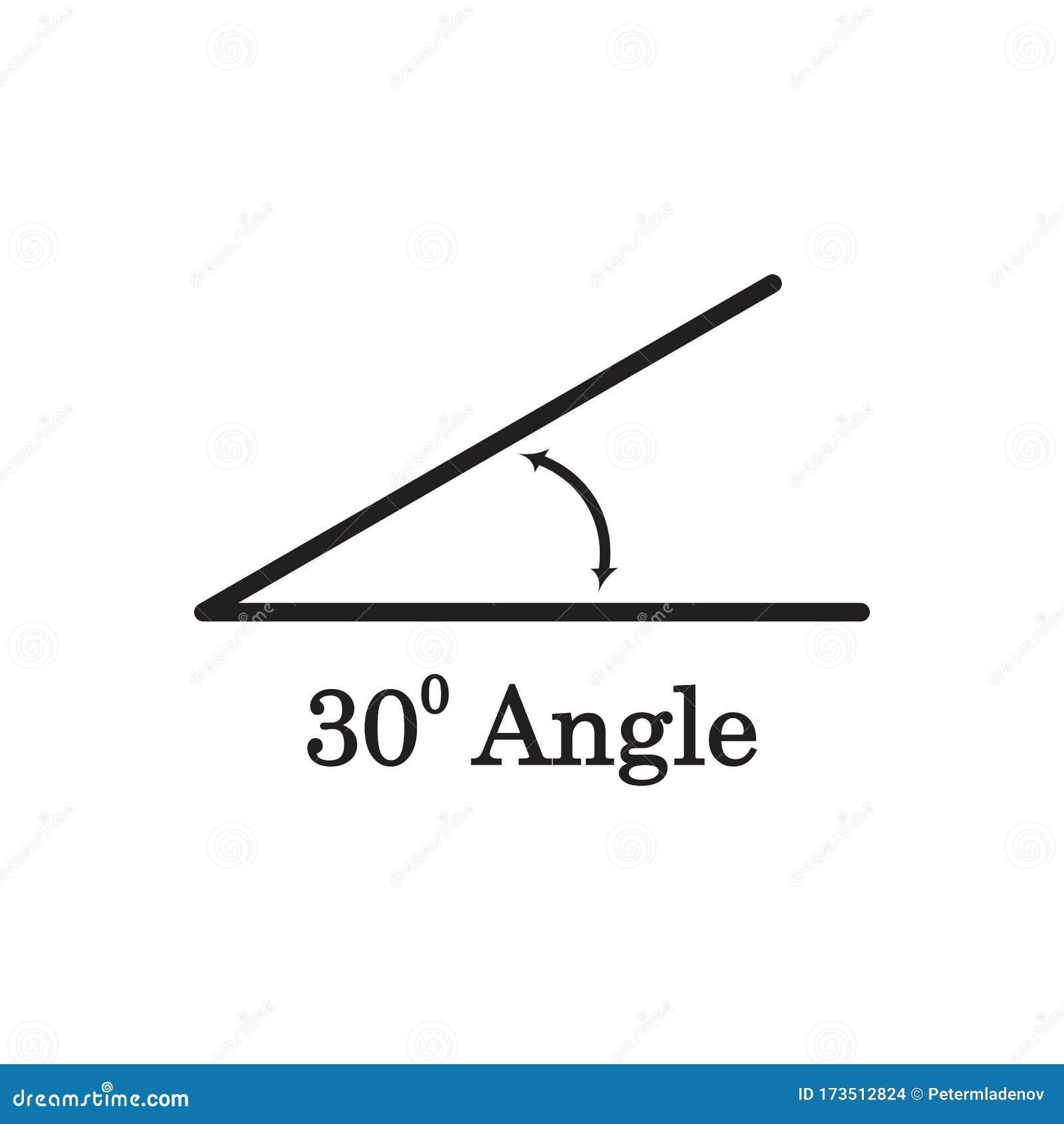 30 Degree Angle Icon, Isolated on White, Vector Illustration. Stock ...