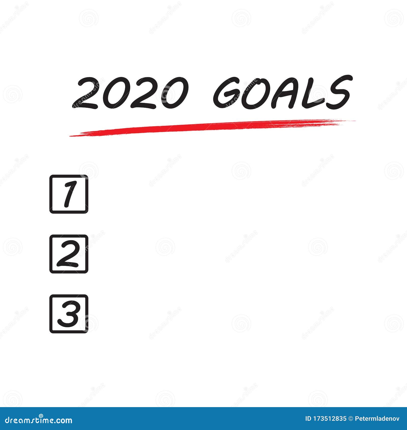2020 Goals. Checklist To Do List for New Year. Write Plan. Stock Vector ...