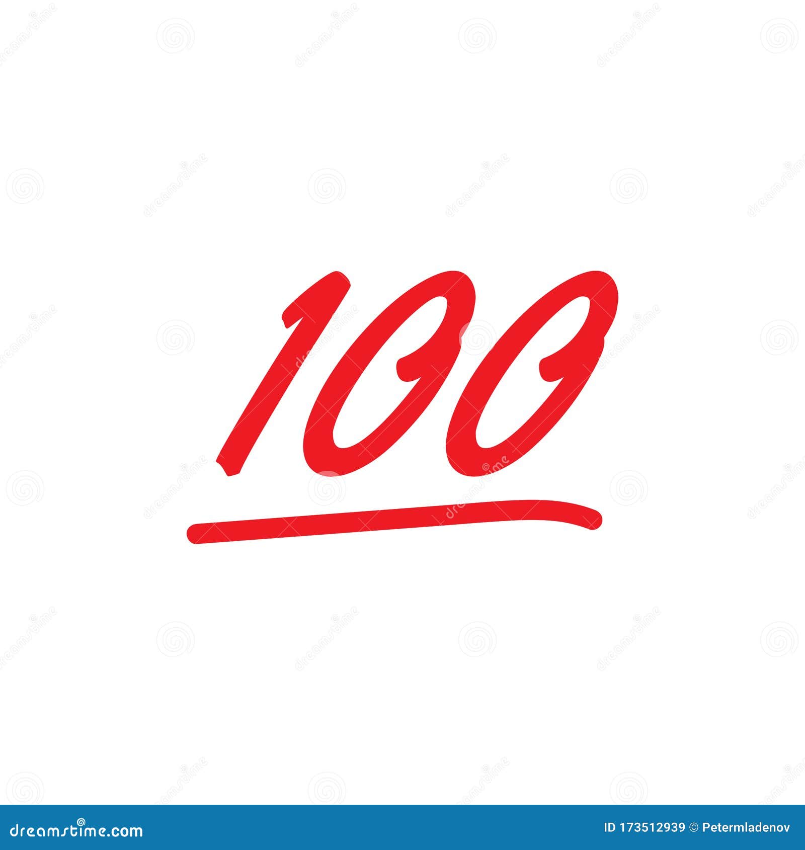 Red Vector One Hundred Isolated on White Background Stock Vector ...