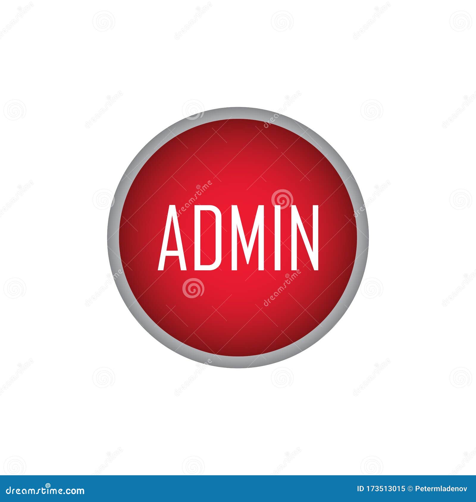Admin Red Button Sign. Vector Illustration on White Background. Stock ...
