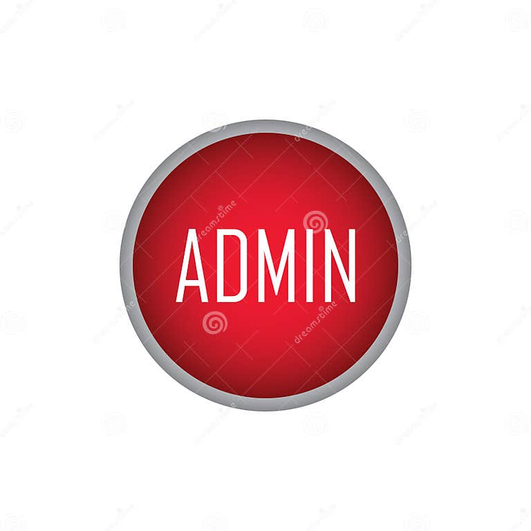 Admin Red Button Sign. Vector Illustration on White Background. Stock ...