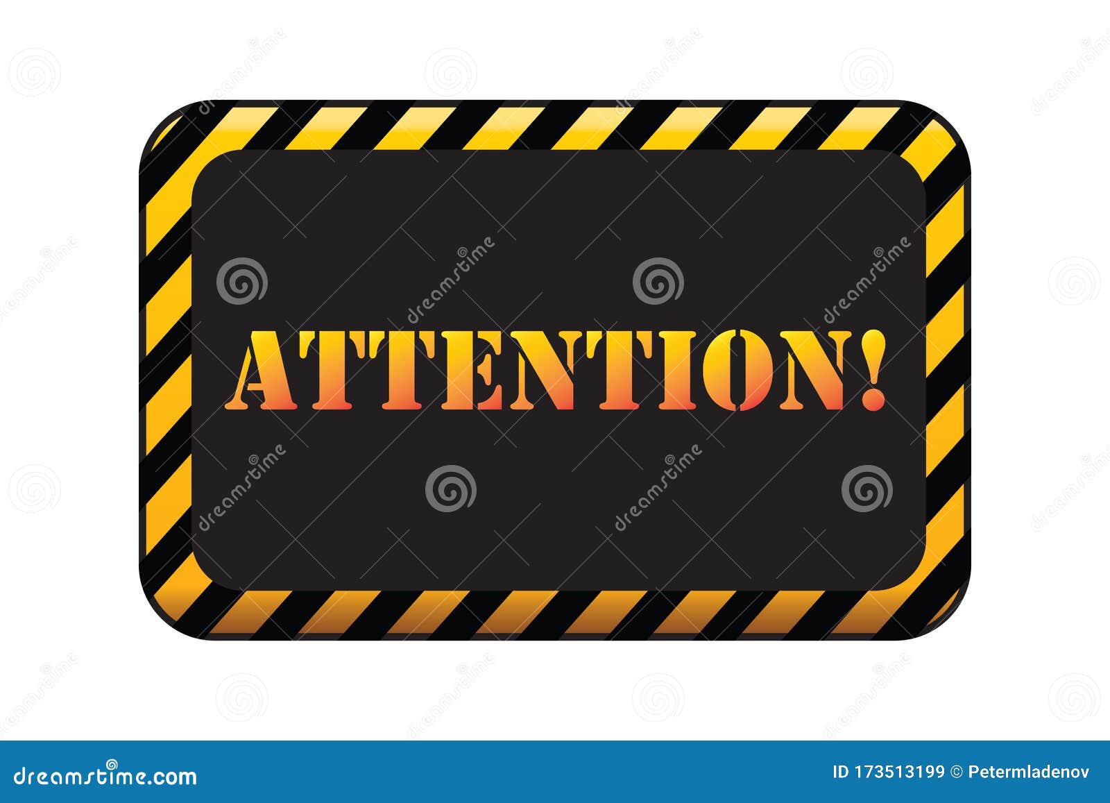 Attention Sign in Orange Rounded Line Frame Isolated on White ...