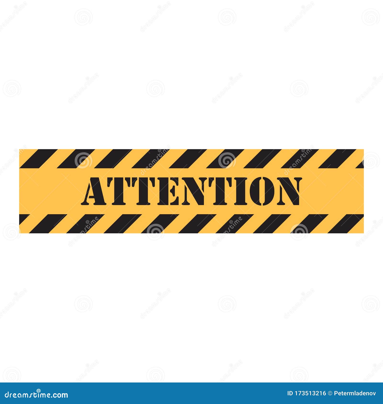 Attention Sign in Yellow Line Frame Isolated on White Background ...