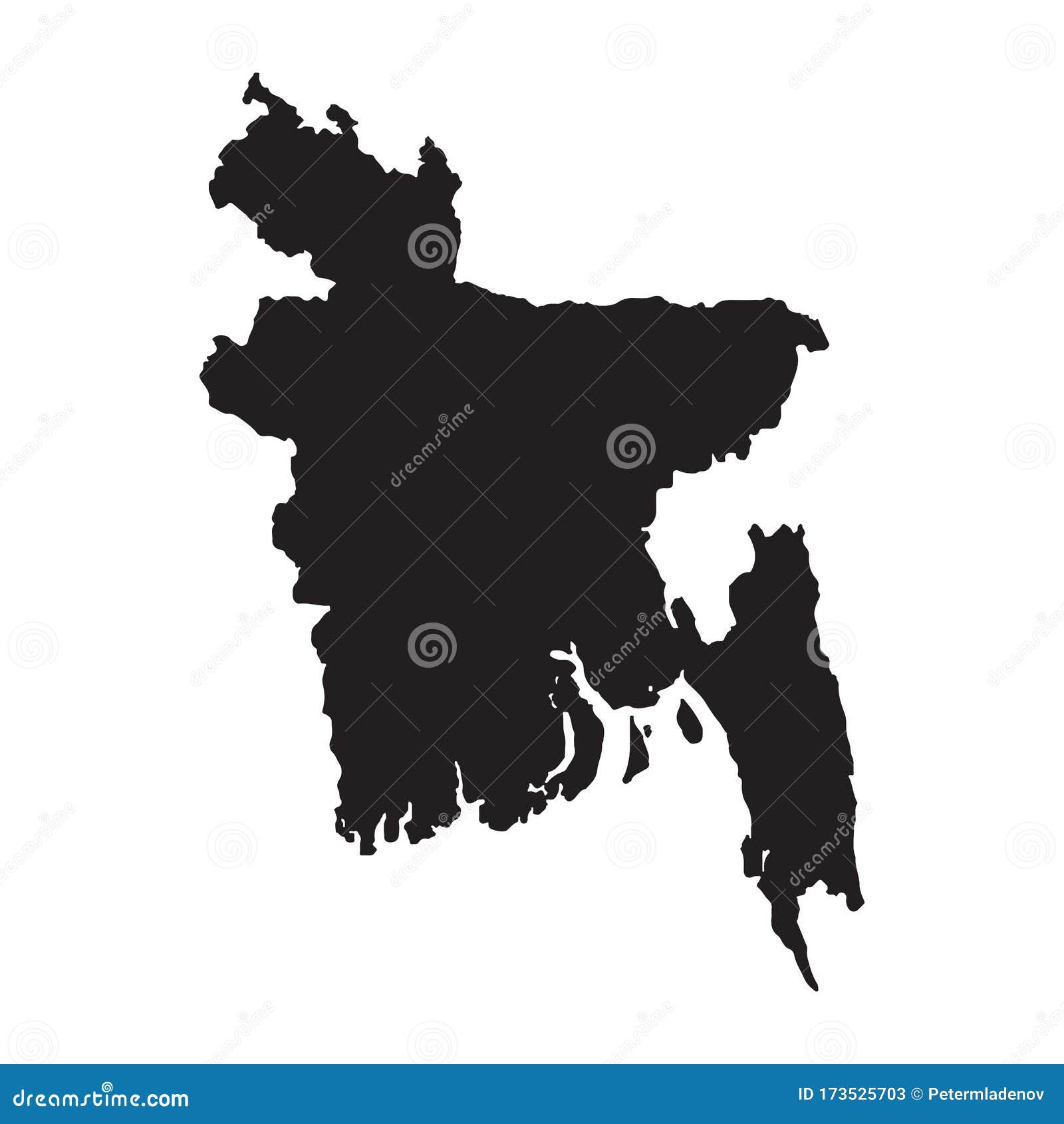 Bangladesh Map Vector, Isolated on White Background. Black Map Template ...